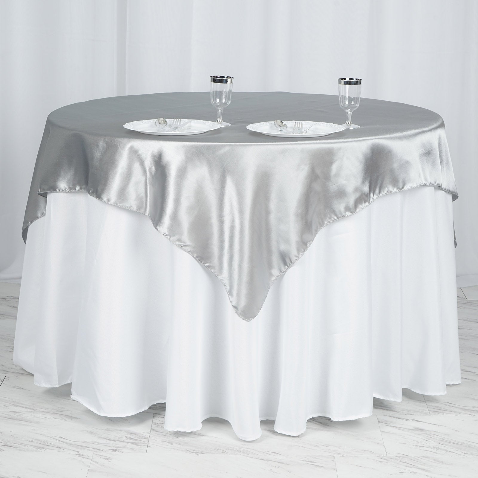 Efavormart 60" SATIN Square Tablecloth Overlay For Wedding Catering ...