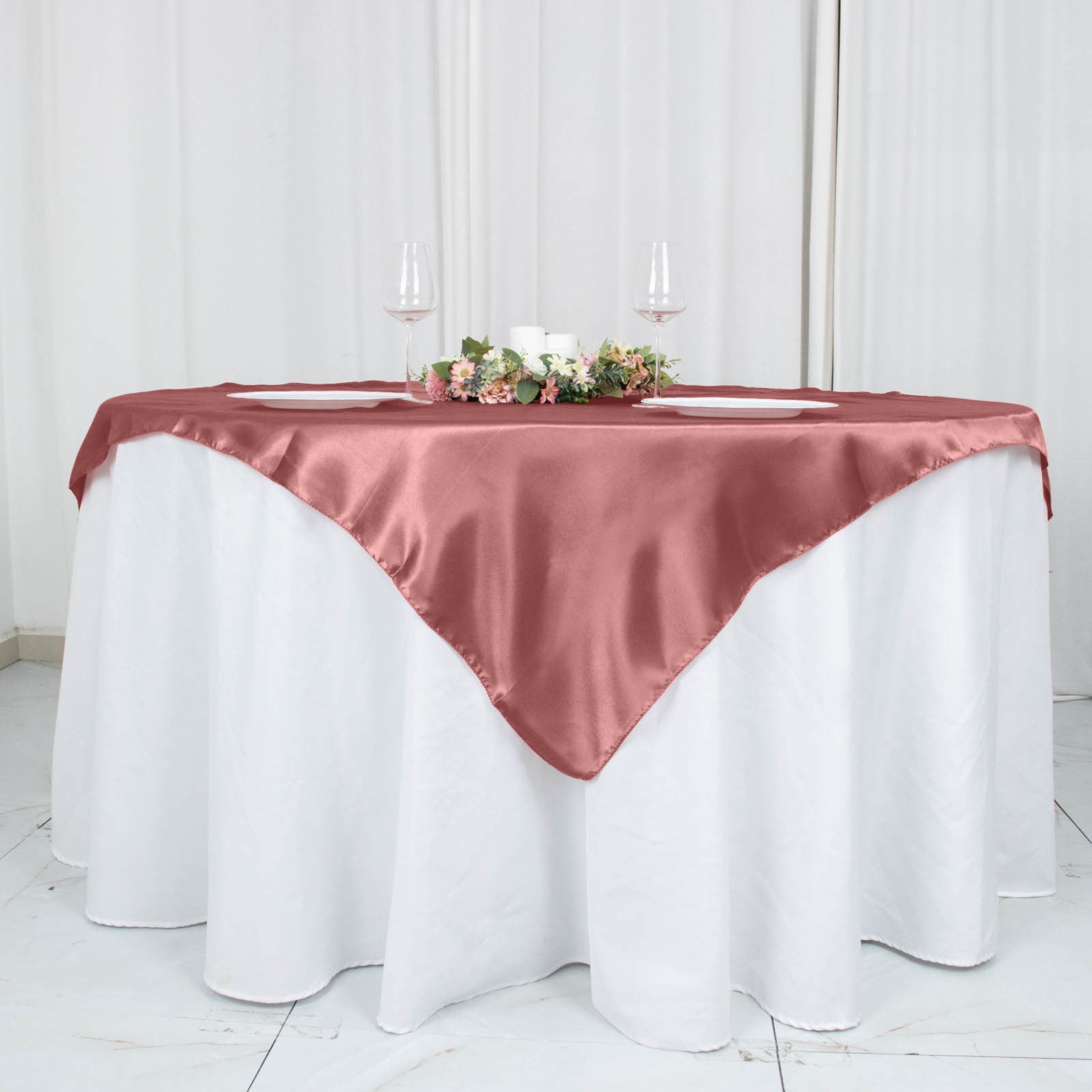 Efavormart 60" SATIN Square Tablecloth Overlay For Wedding Catering ...