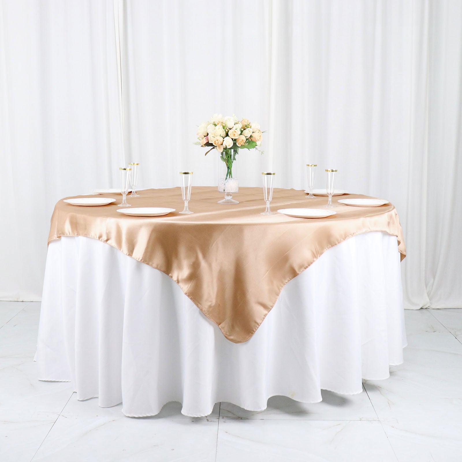 Efavormart 60" SATIN Square Tablecloth Overlay For Wedding Catering Party Table Top Decorations ...