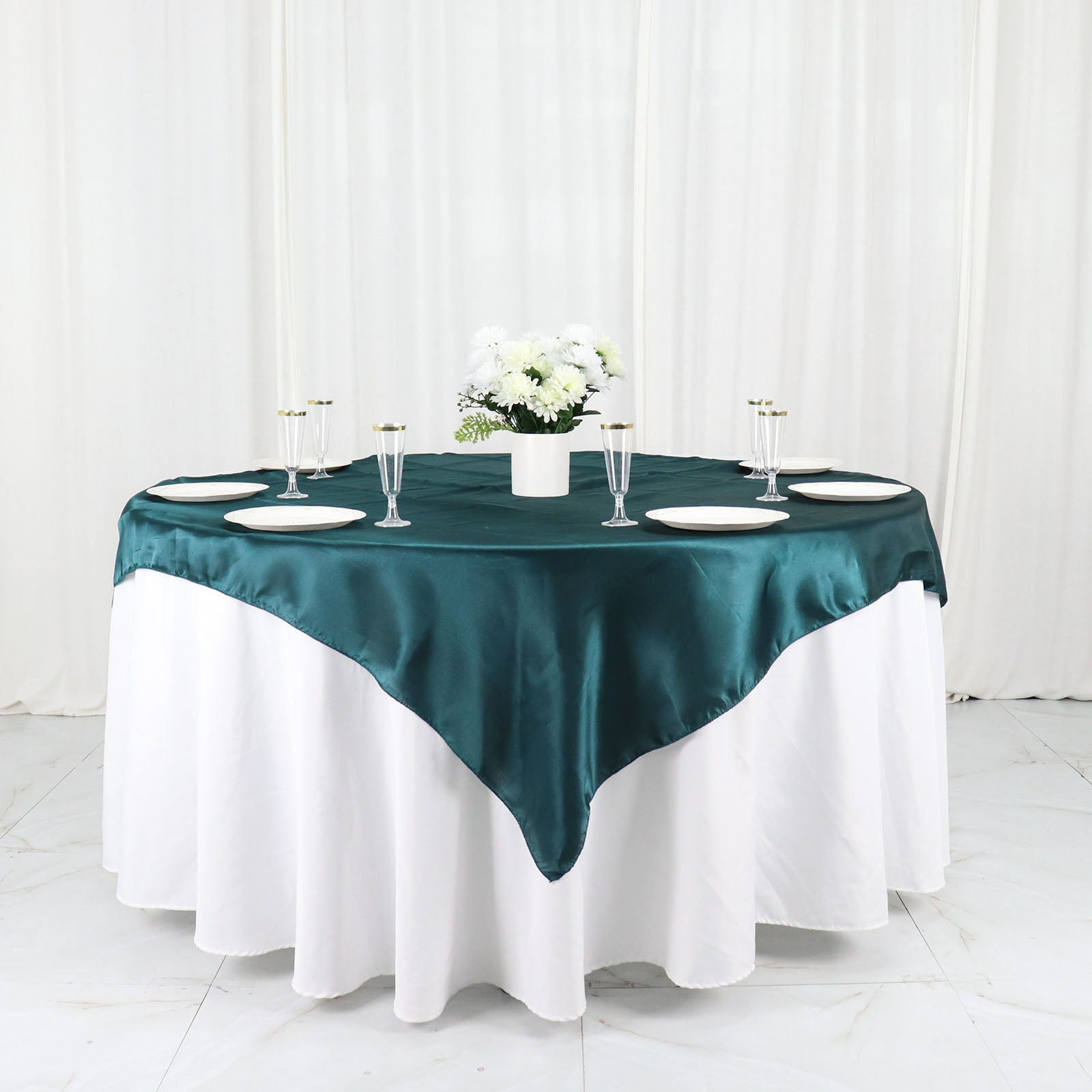 Efavormart 60" SATIN Square Tablecloth Overlay For Wedding Catering ...