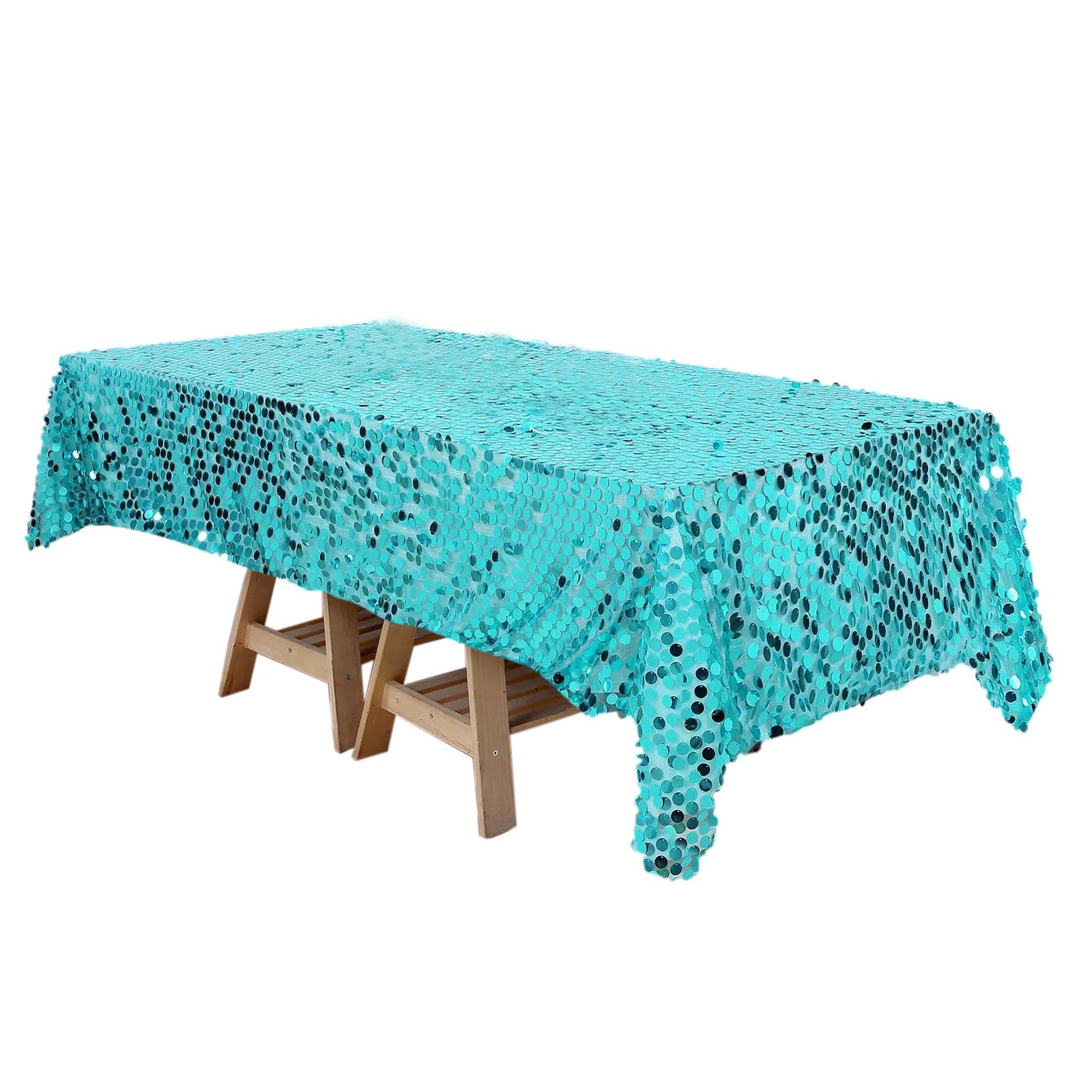 BalsaCircle 90" x 156" Big Payette Sequin Tablecloth Turquoise - Walmart.com