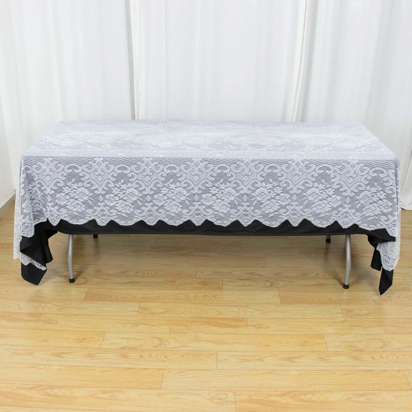 Efavormart 60"x108" Premium Lace White Rectangular Oblong Tablecloth ...
