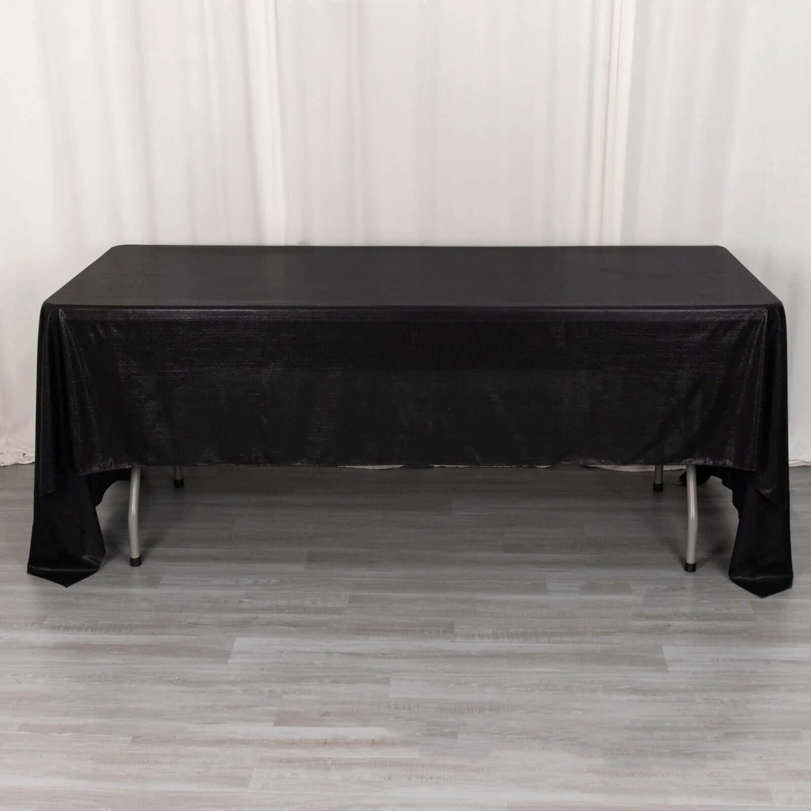 Efavormart 60"x126" Shiny Black Polyester Rectangular Tablecloth With ...