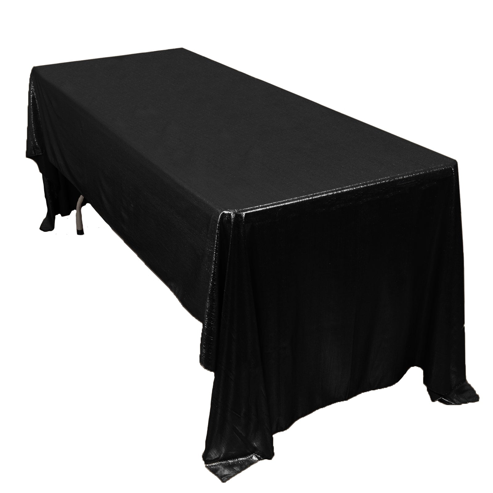 Efavormart 60"x126" Shiny Black Polyester Rectangular Tablecloth With ...
