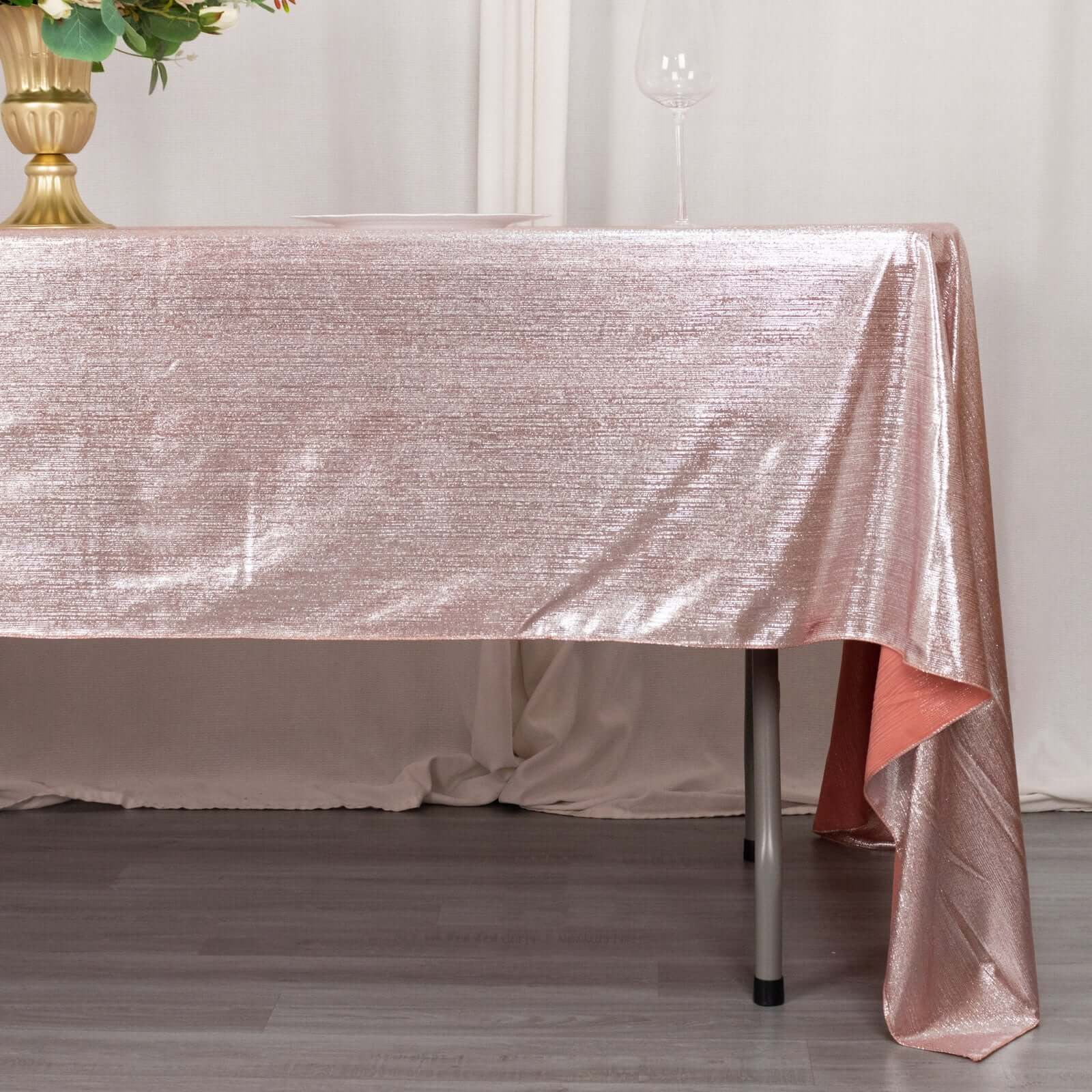 Efavormart 60"x126" Shiny Rose Gold Polyester Rectangular Tablecloth ...
