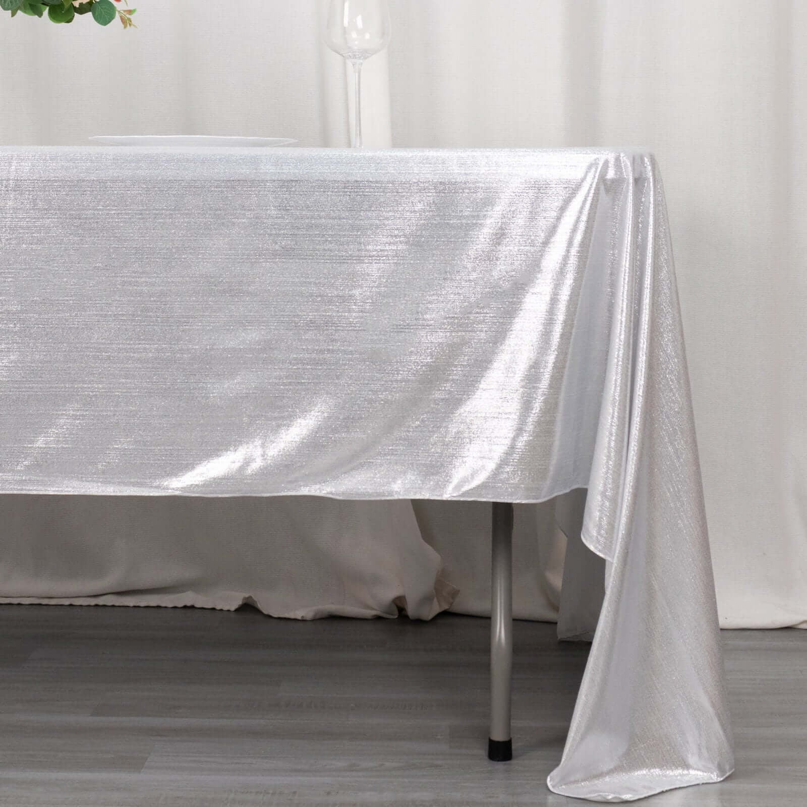Efavormart 60"x126" Shiny Silver Polyester Rectangular Tablecloth With ...