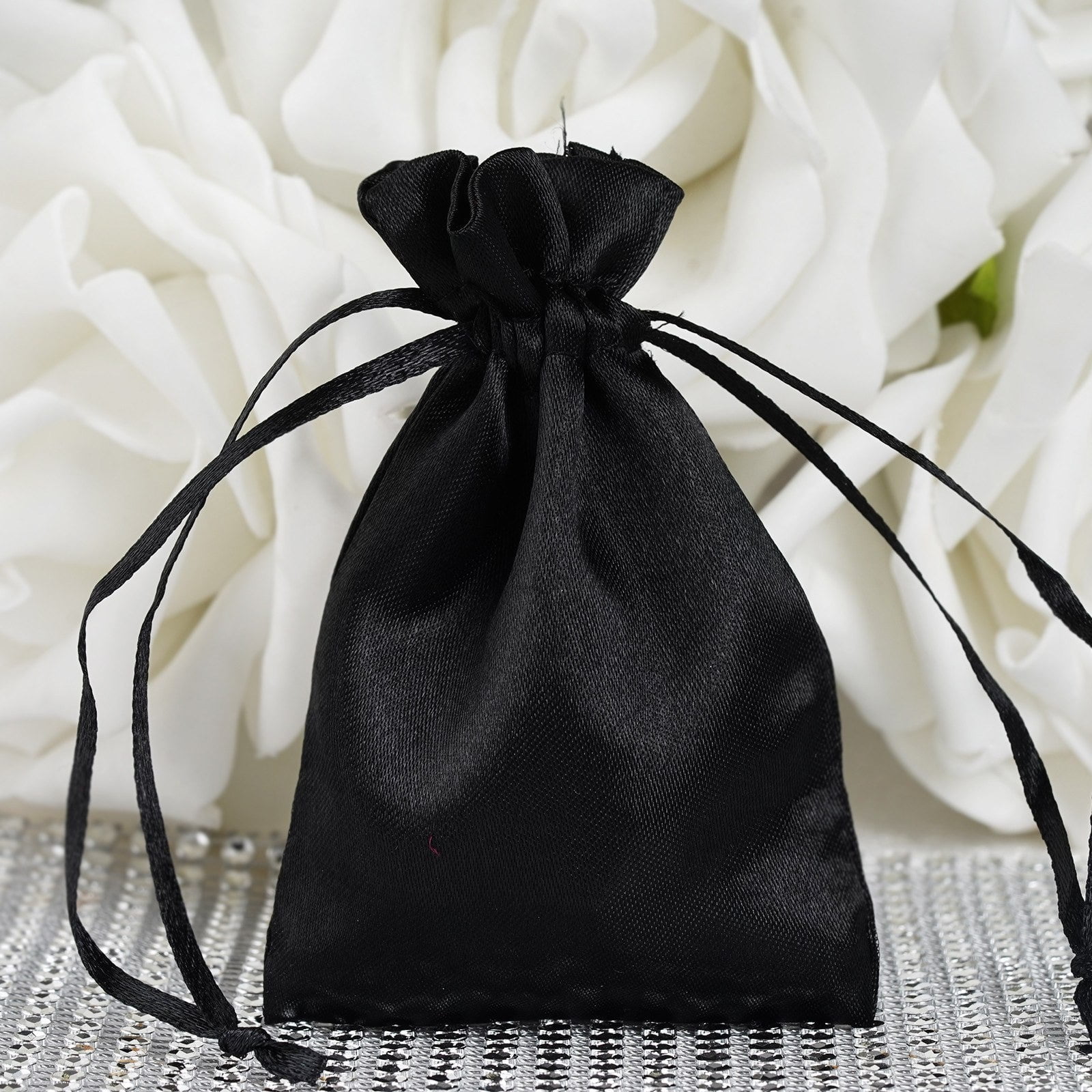 Efavormart 60PCS BLACK Satin Gift Bag Drawstring Pouch Wedding Favors ...