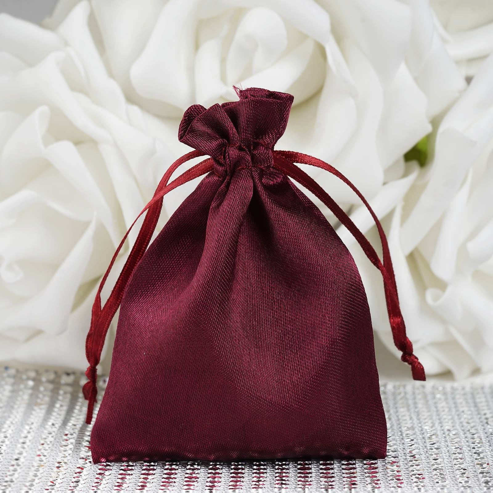 Efavormart 60PCS BURGUNDY Satin Gift Bag Drawstring Pouch Wedding ...