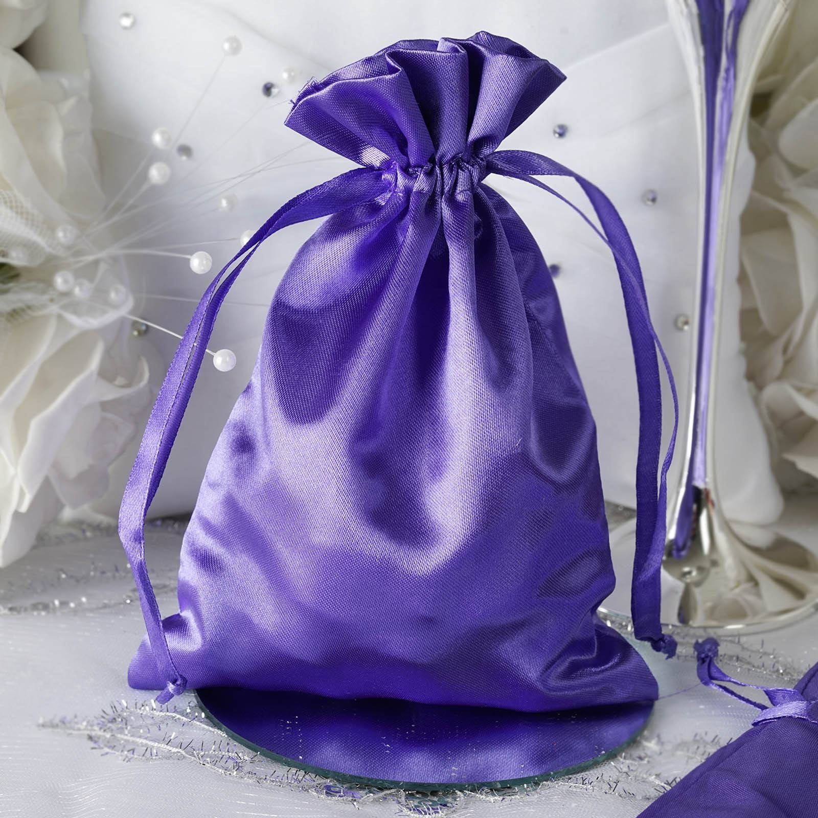 Efavormart 60PCS PURPLE Satin Gift Bag Drawstring Pouch Wedding Favors ...