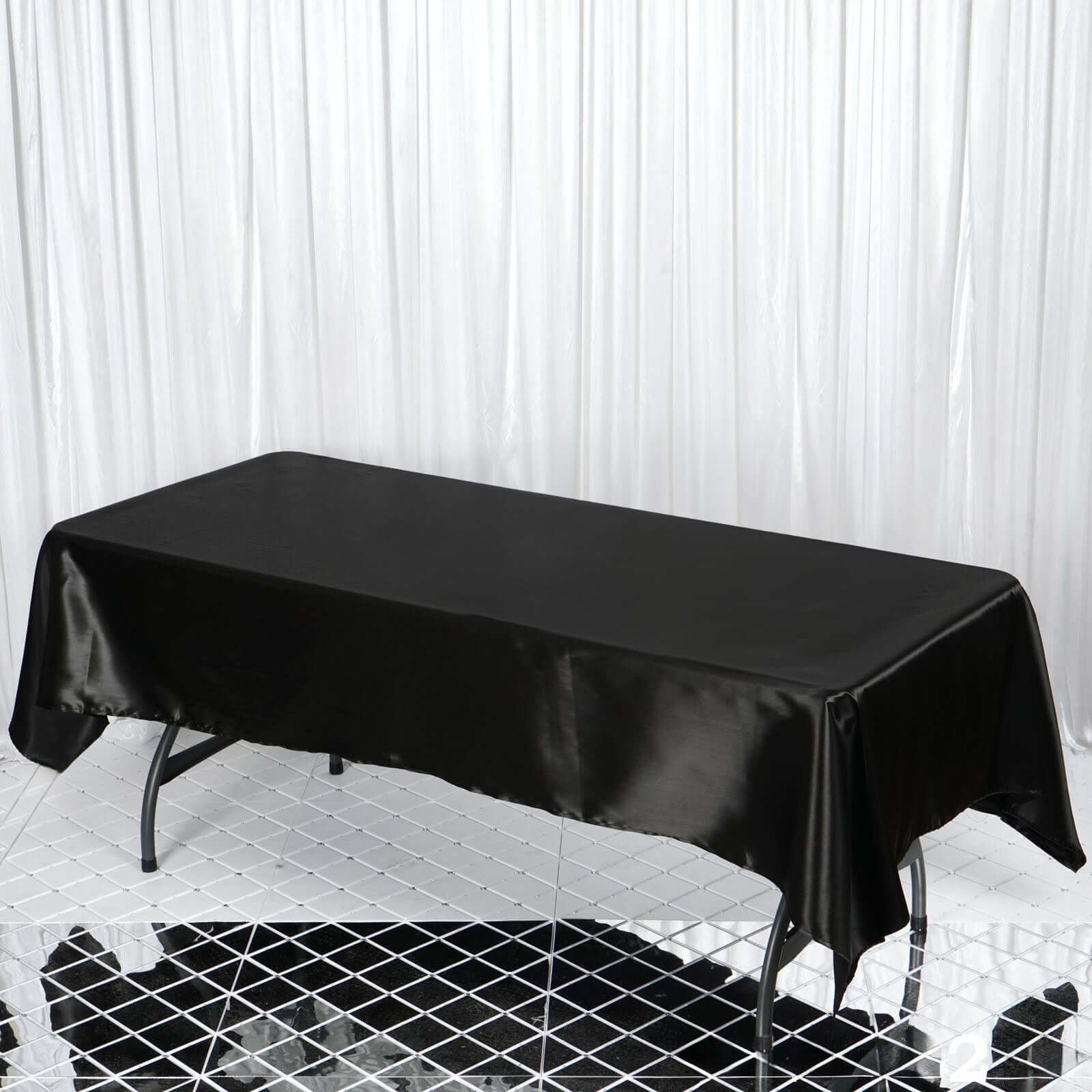 Efavormart 60x102" Rectangle BLACK Wholesale SATIN Tablecloth Banquet ...