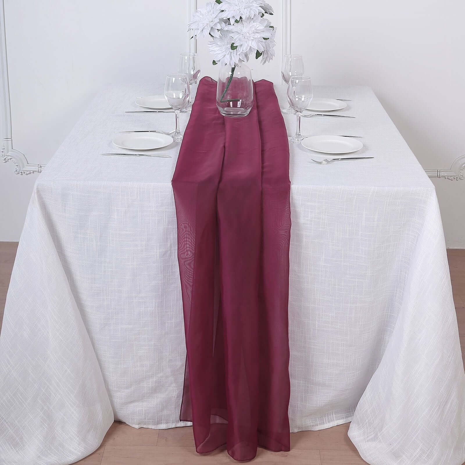 Efavormart 6FT Burgundy Premium Chiffon Table Runner for Party Dining ...