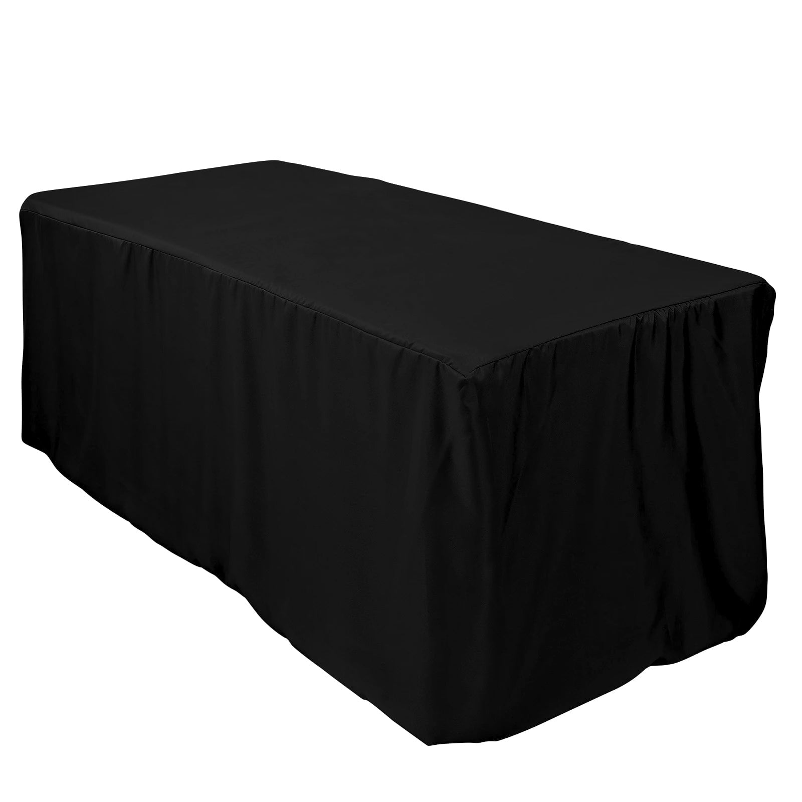Efavormart 6FT Fitted Black Polyester Rectangular Table Cover for ...