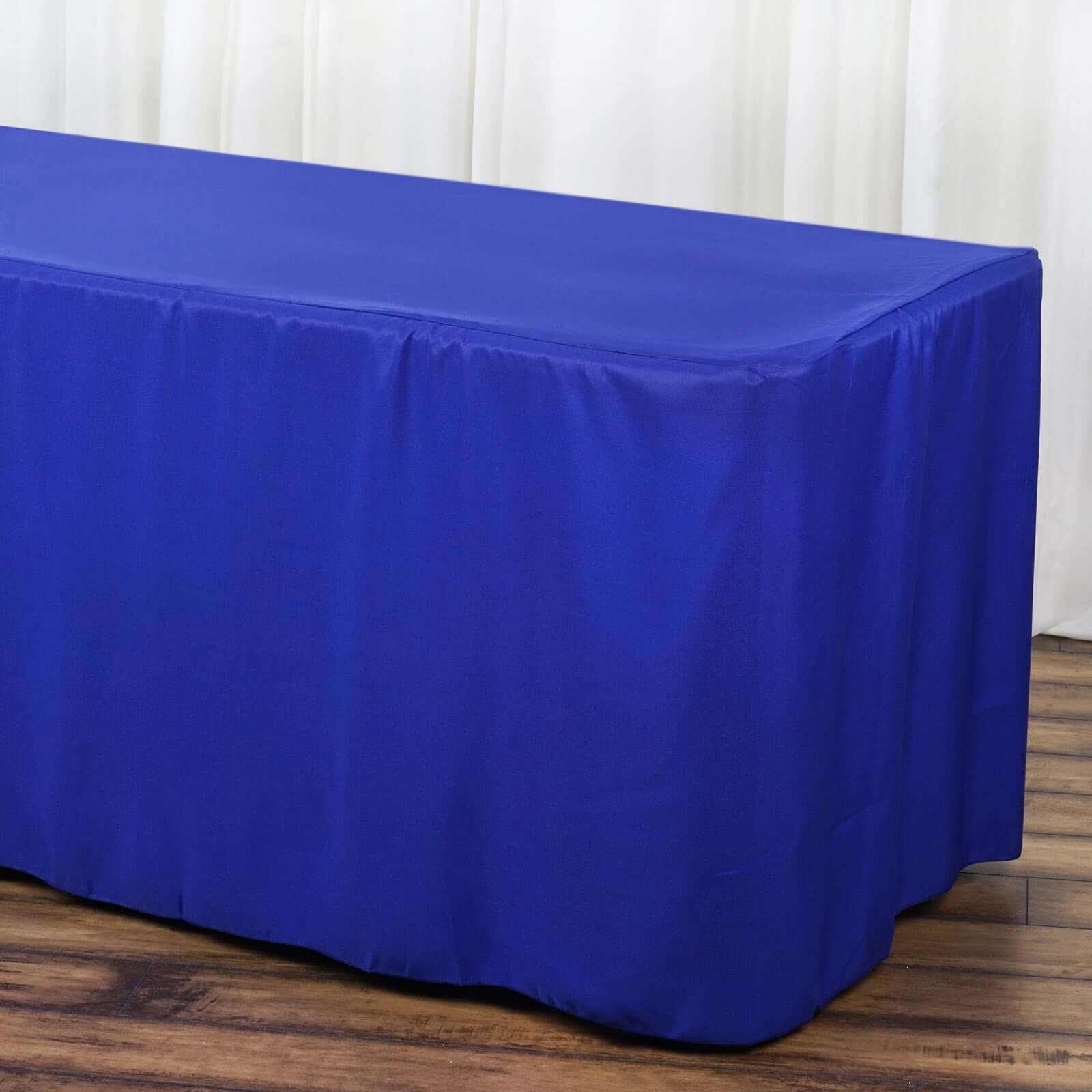 Efavormart 6FT Fitted Royal Blue Polyester Rectangular Table Cover for ...