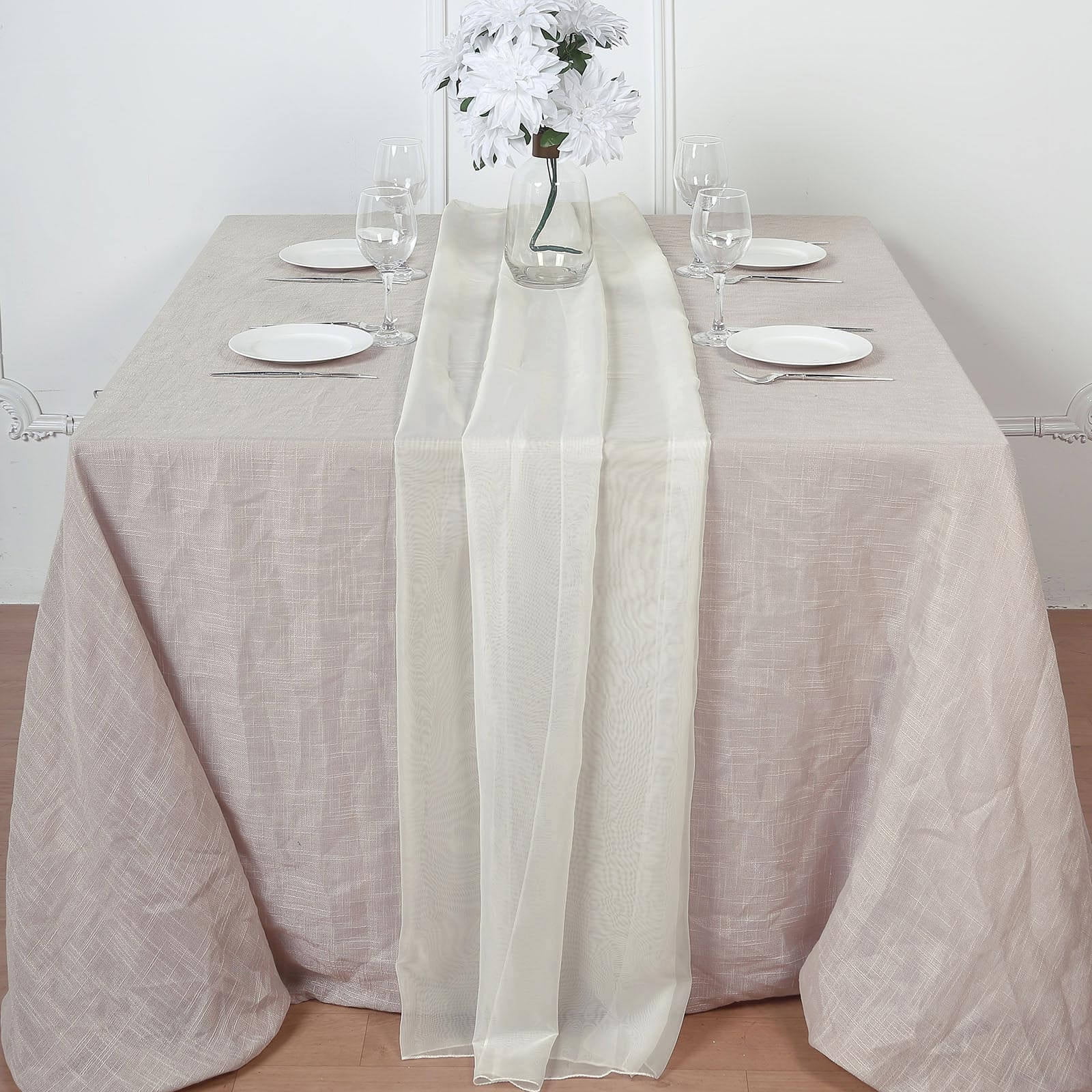 Efavormart 6FT Ivory Premium Chiffon Table Runner for Party Dining ...