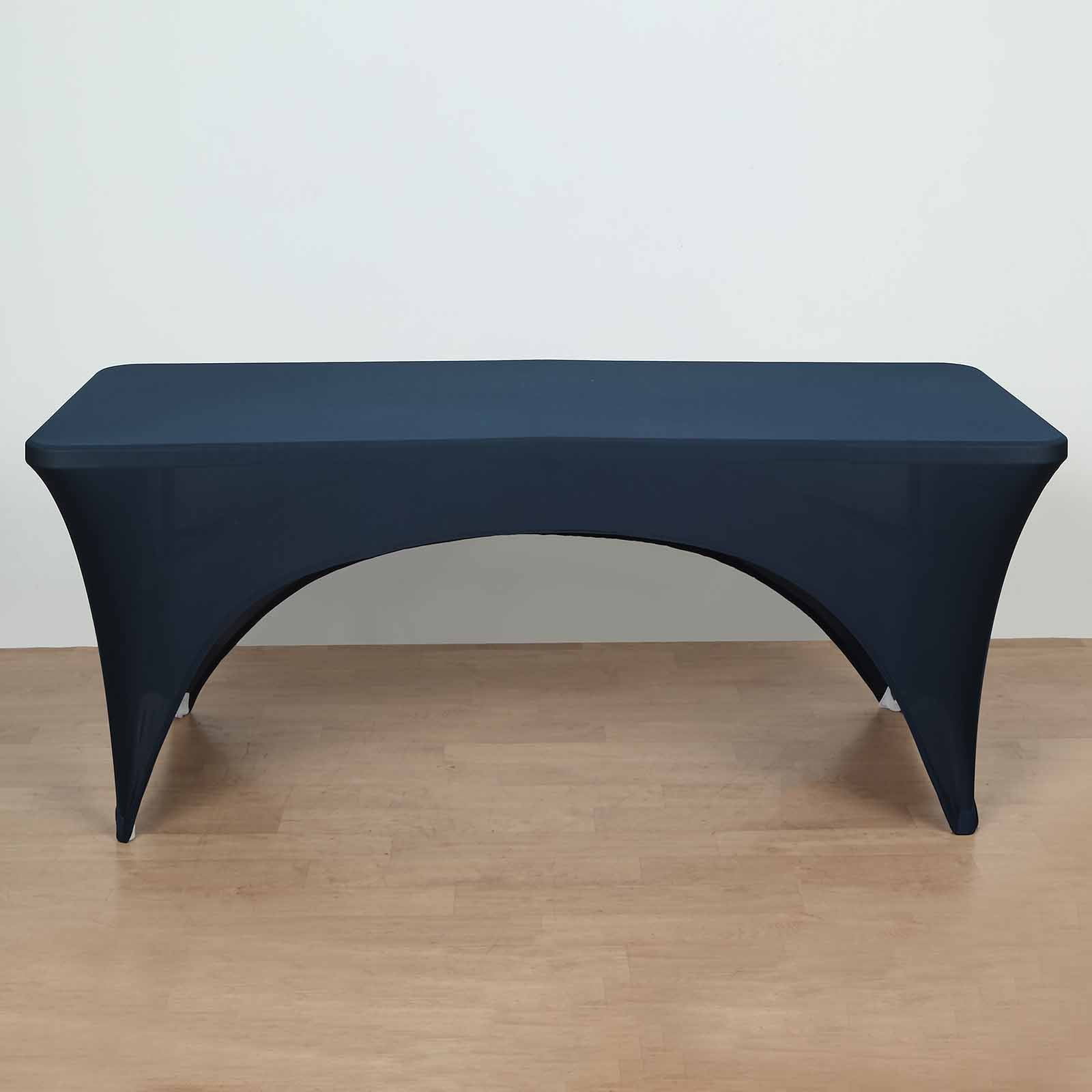 Efavormart 6FT Navy Blue Open Back Stretch Spandex Table Cover ...