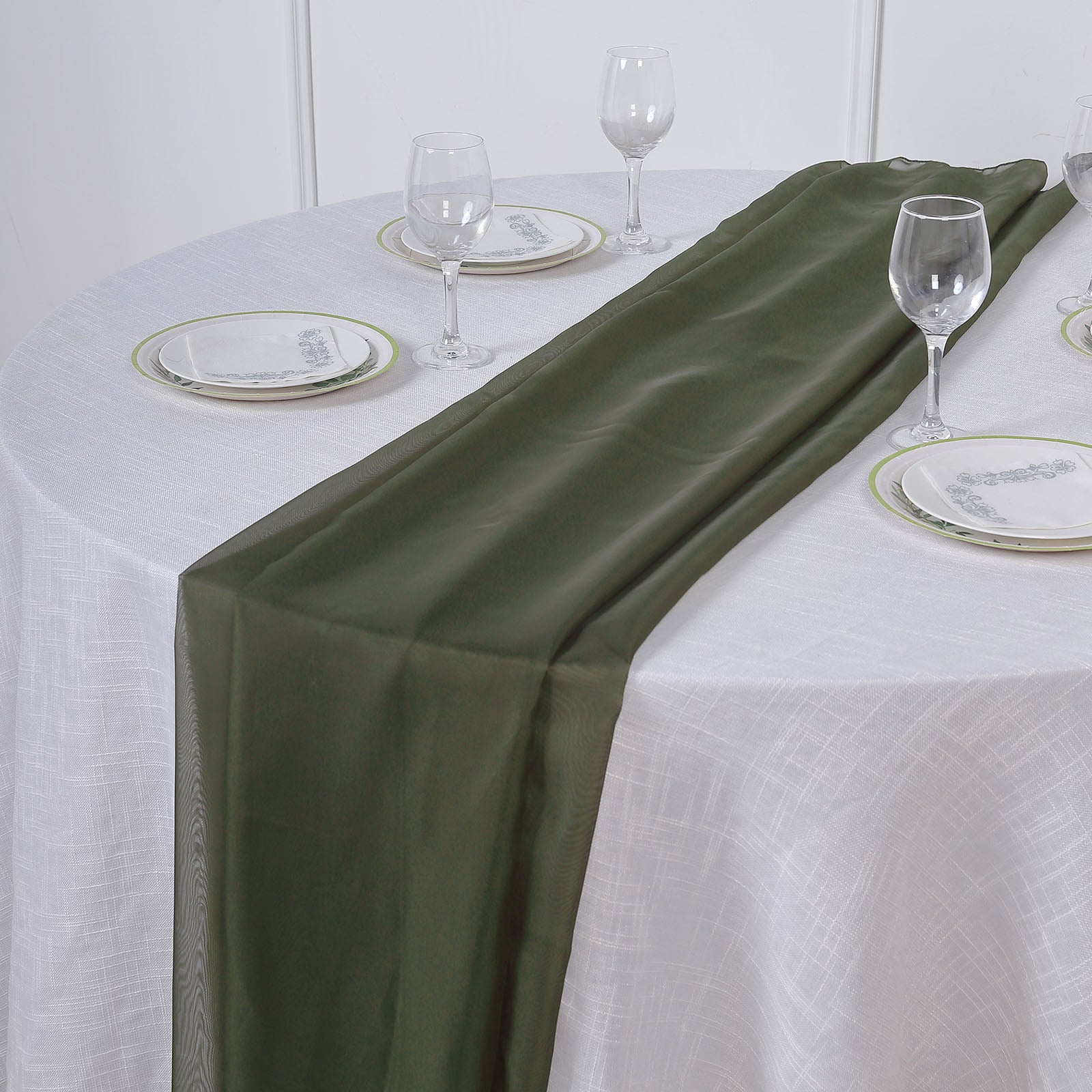Efavormart 6FT Eucalyptus Sage Green Premium Chiffon Table Runner for ...