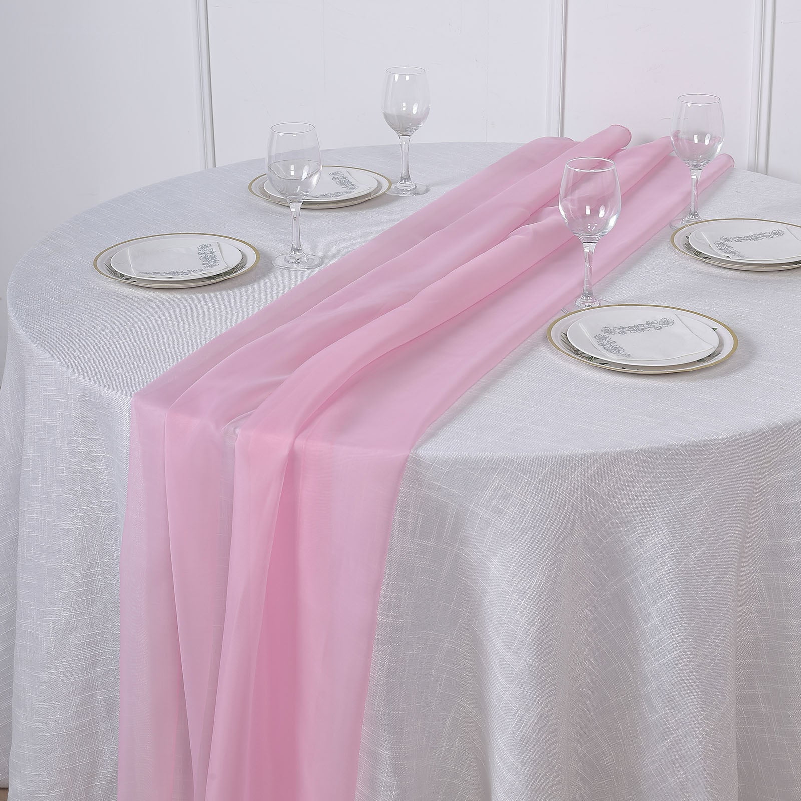 Efavormart 6FT Pink Premium Chiffon Table Runner for Party Dining ...