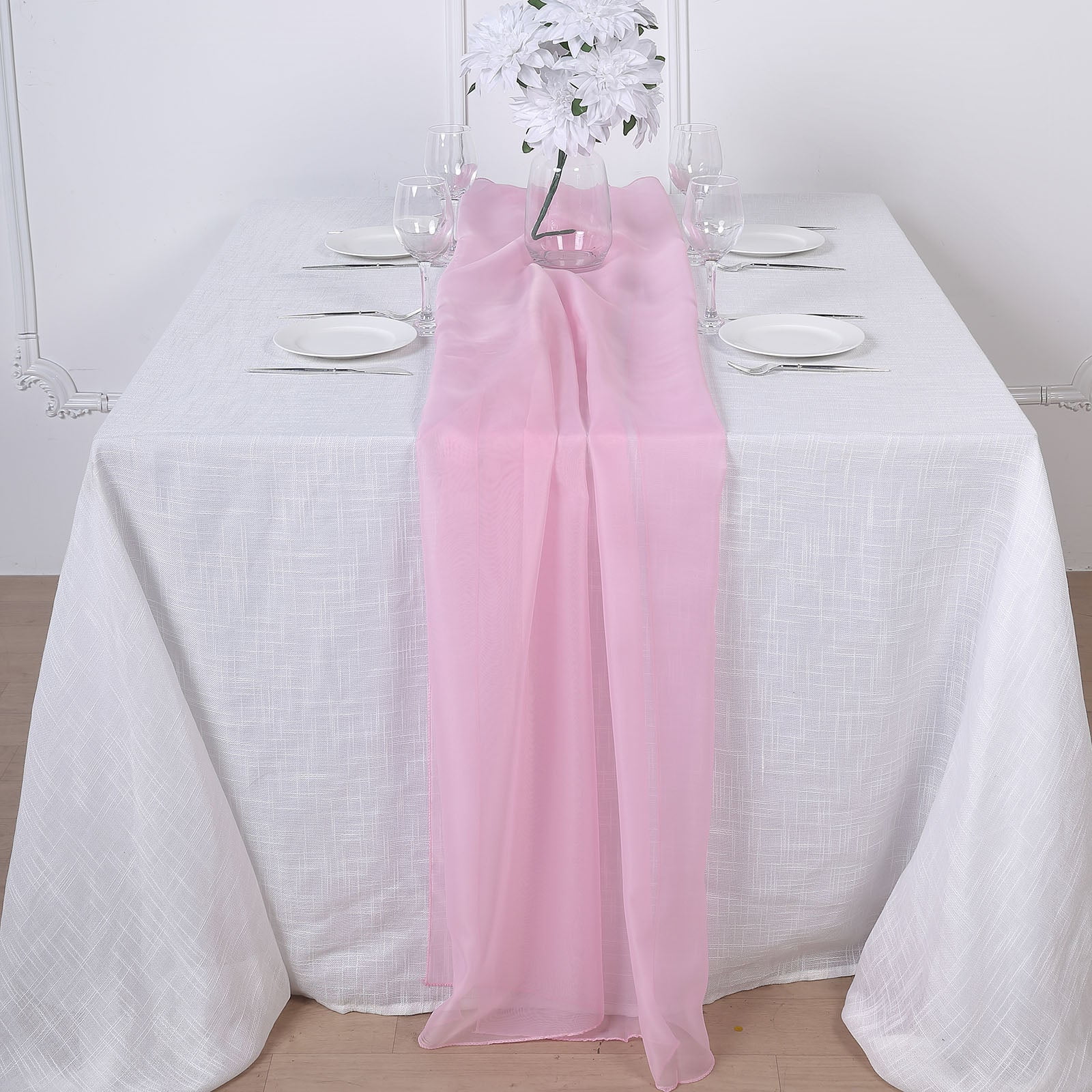 Efavormart 6FT Pink Premium Chiffon Table Runner for Party Dining ...