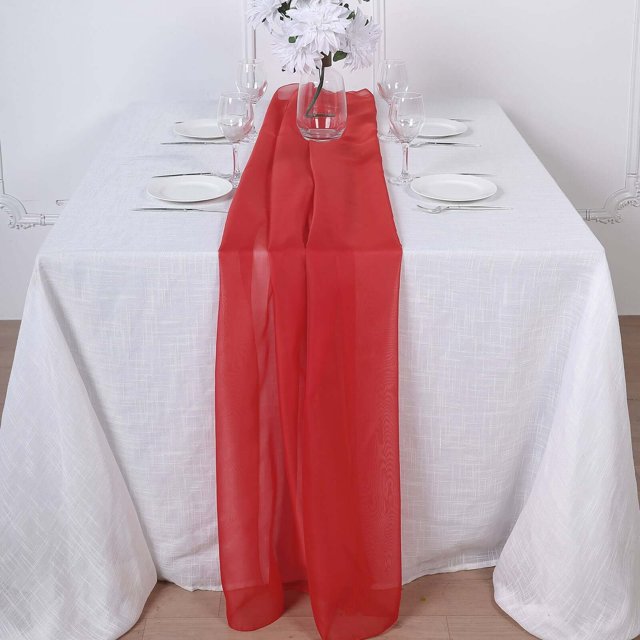Efavormart 6FT Red Premium Chiffon Table Runner for Party Dining ...