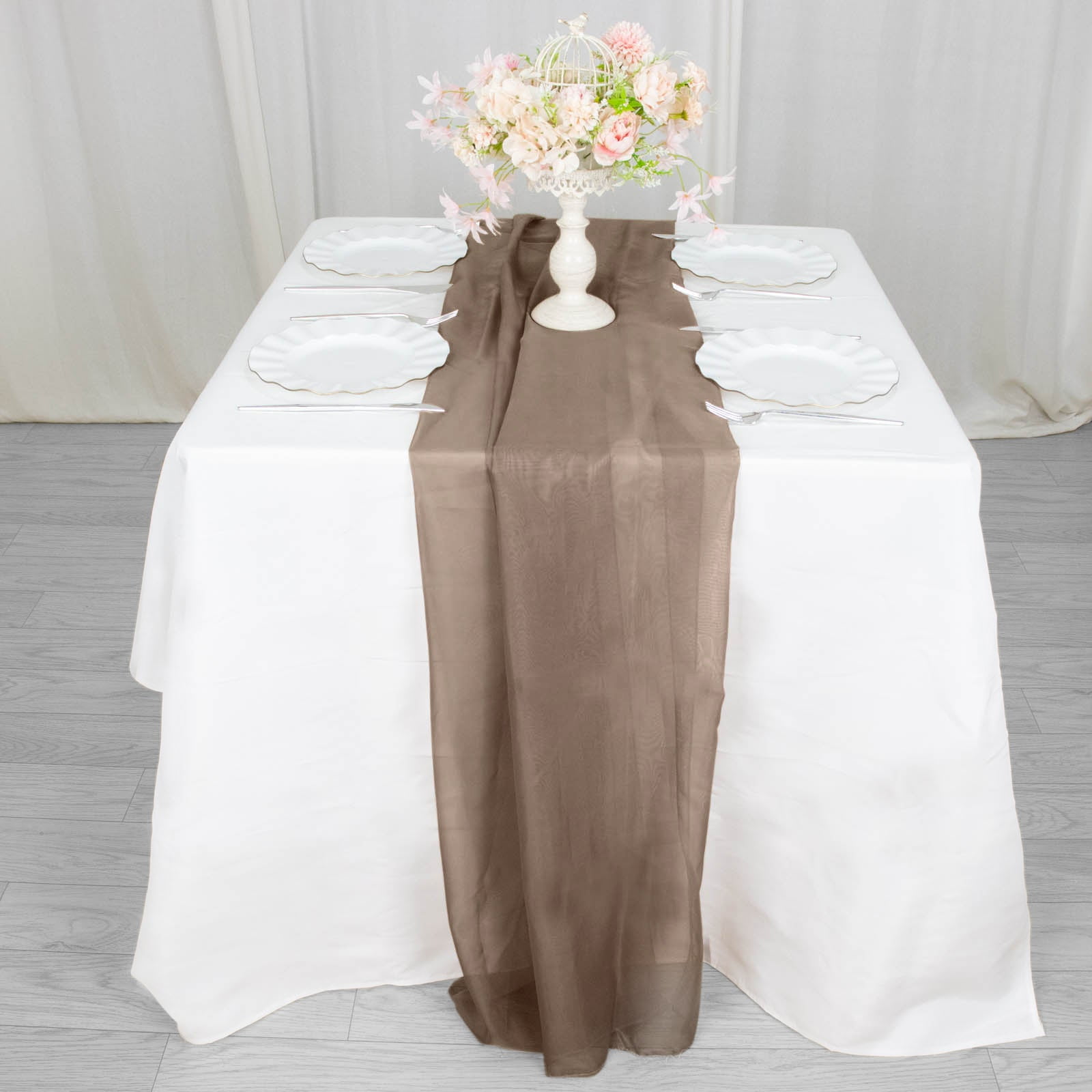 Efavormart 6FT Taupe Premium Chiffon Table Runner for Party Dining ...