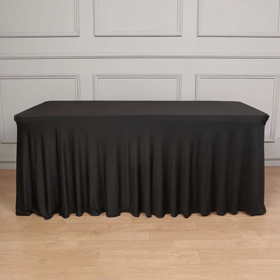 Efavormart 6ft Black Spandex Fitted Rectangle Tablecloth, Stretchy ...