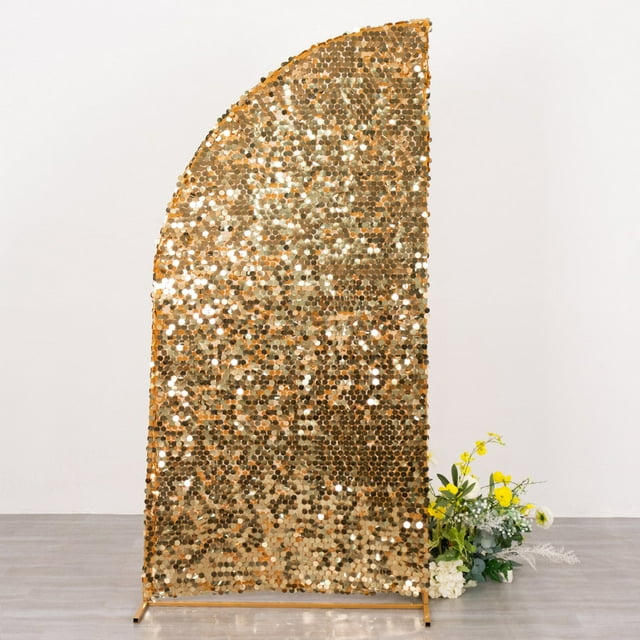 Efavormart 6ft Gold Big Payette Sequin Chiara Backdrop Stand Cover For Half Moon Wedding Arch ...