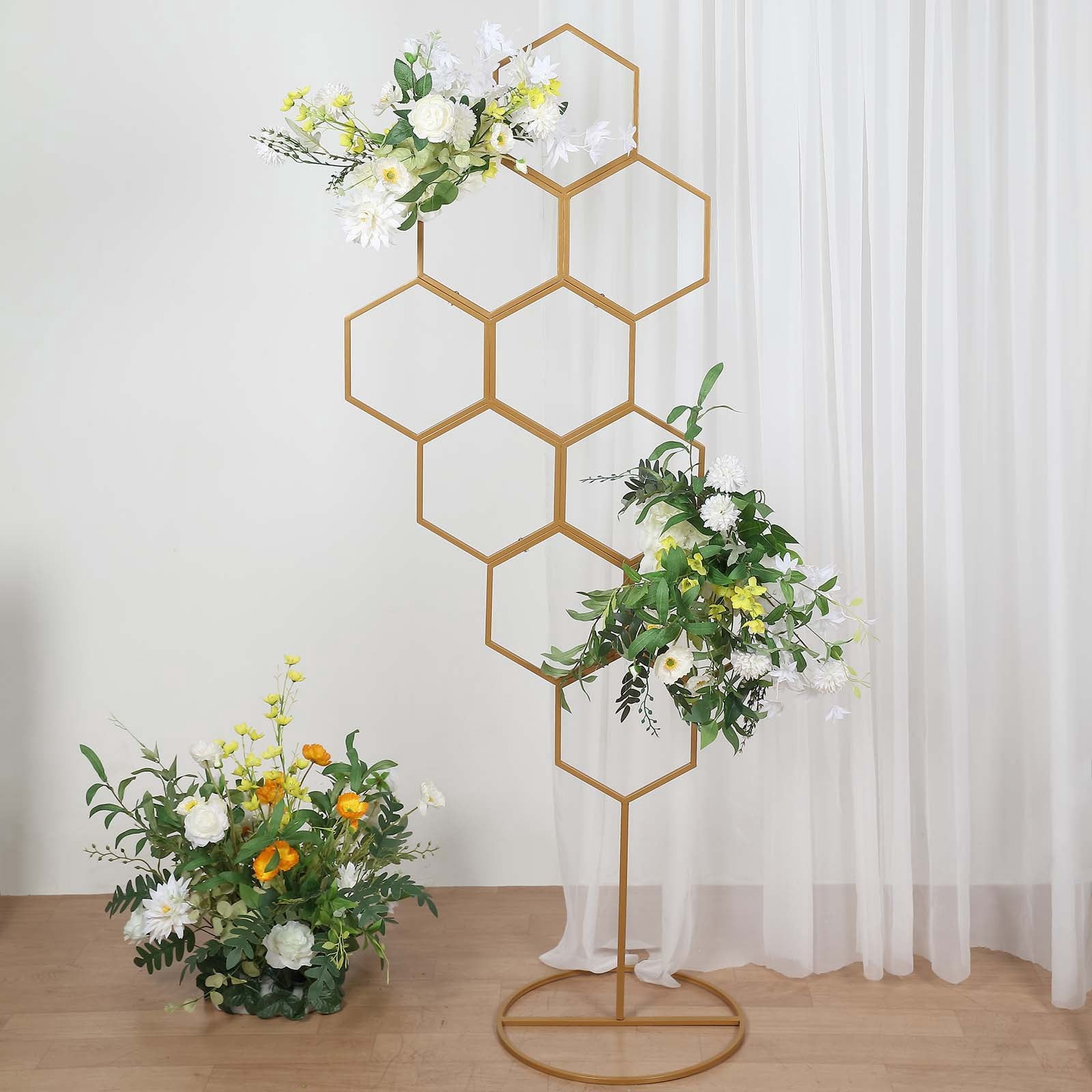 Efavormart 6ft Gold Metal Honeycomb Floor Standing Balloon Display Arch ...