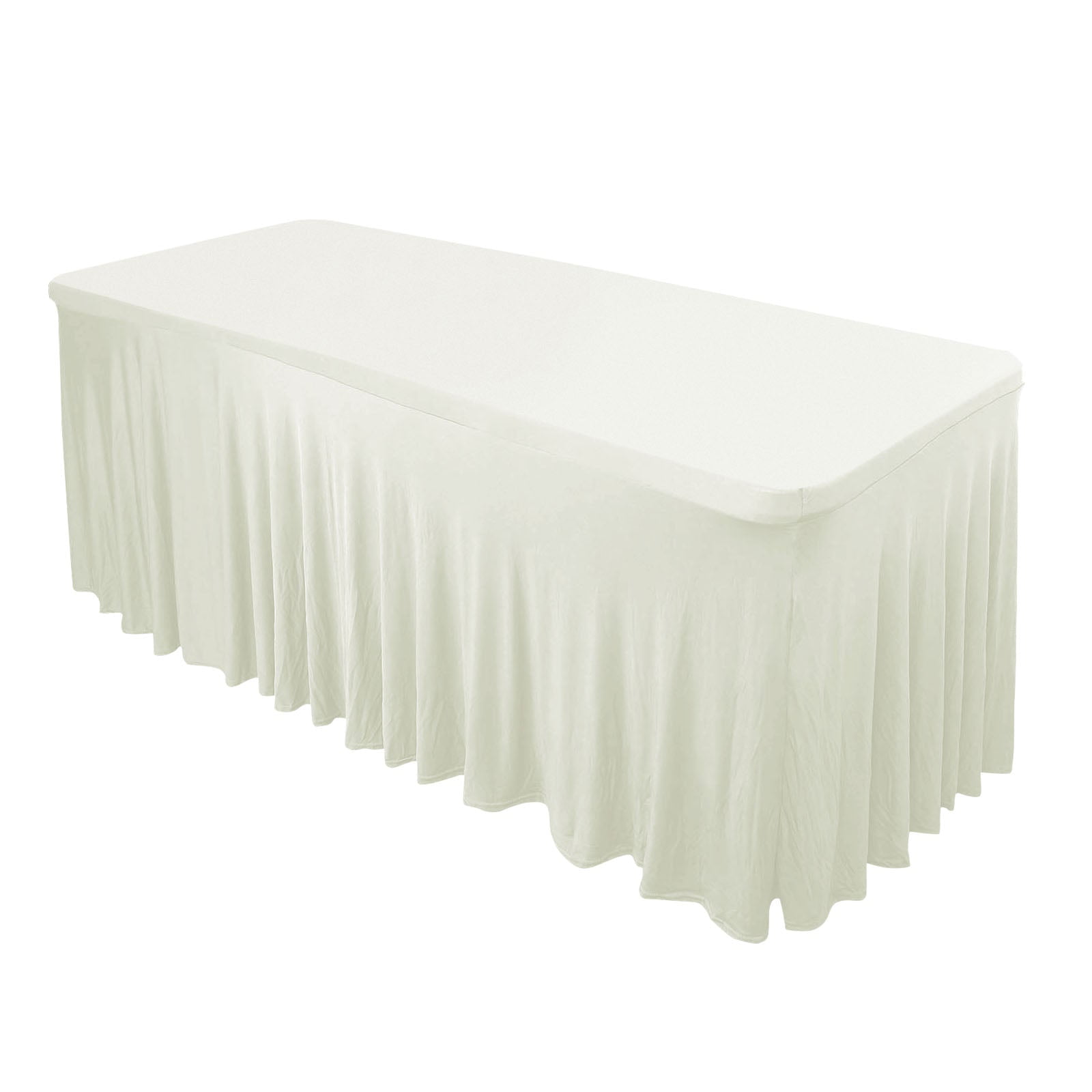 Efavormart 6ft Ivory Spandex Fitted Rectangle One Piece Tablecloth ...