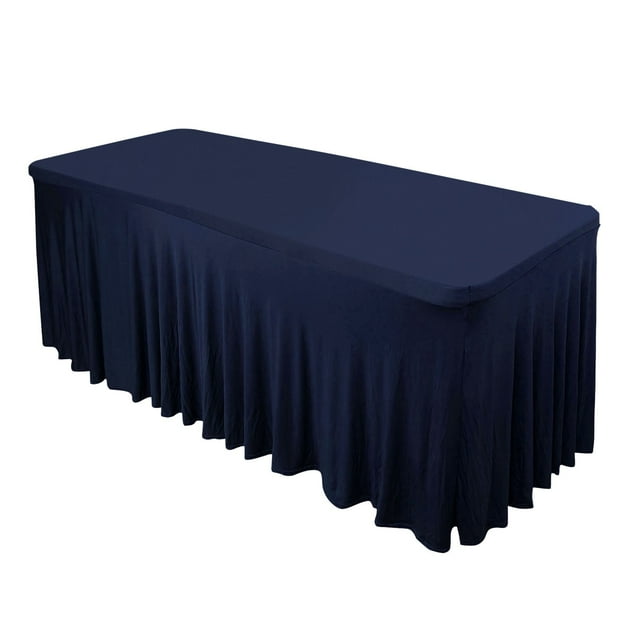 Efavormart 6ft Navy Blue Spandex Fitted Rectangle One Piece Tablecloth ...