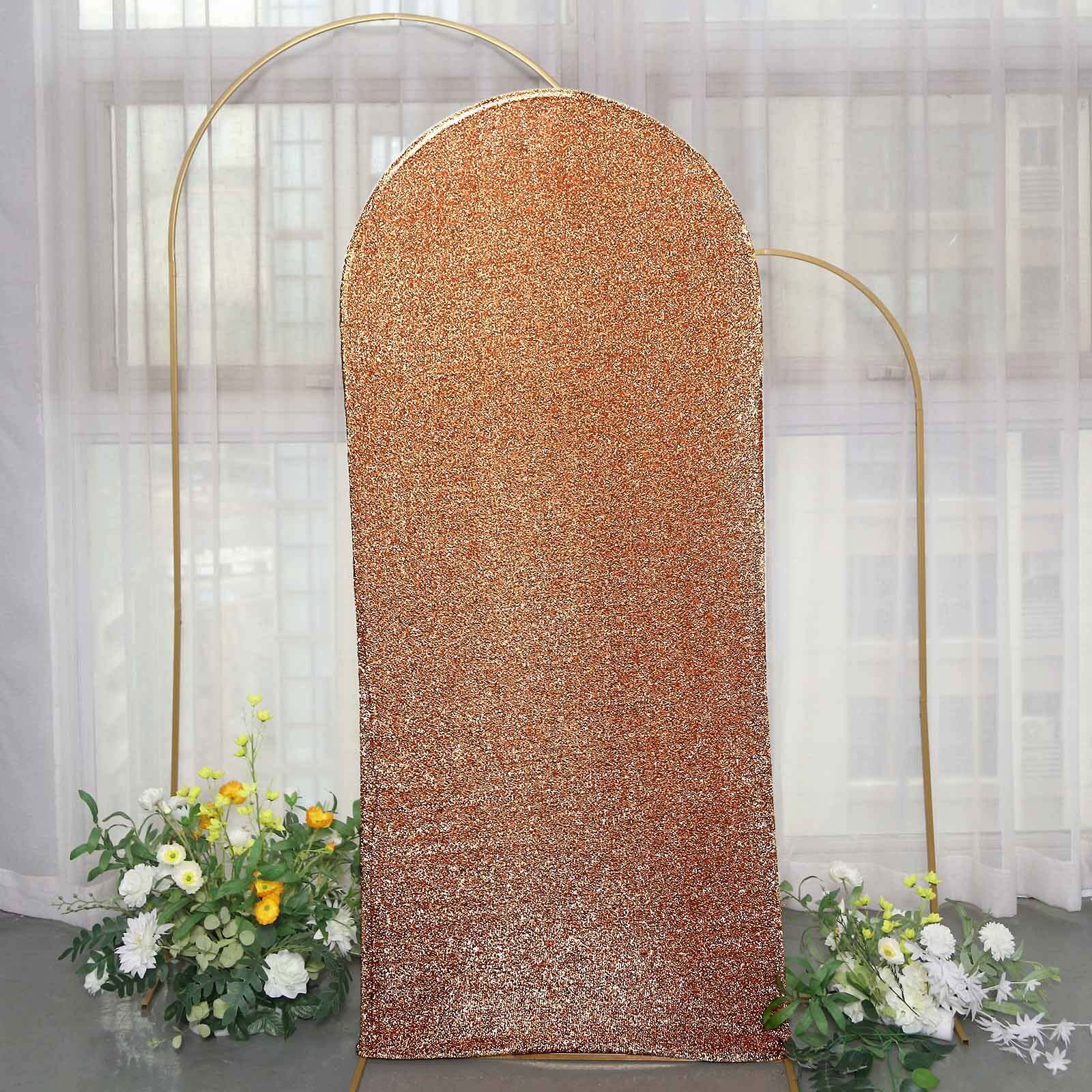 Efavormart 6ft Shiny Antique Gold Spandex Fit Round Top Backdrop Frame ...