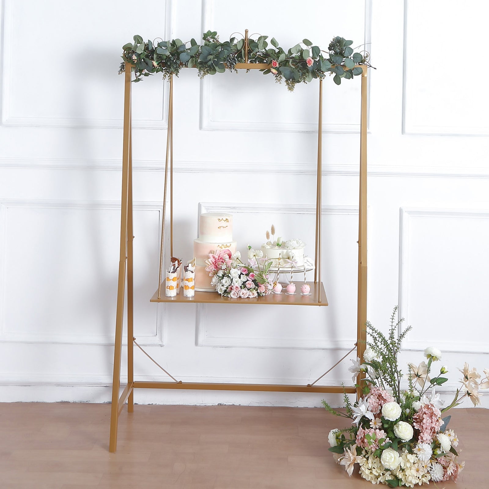 Efavormart 6ft Tall Gold Metal Unique Hanging Dessert Display Swing ...