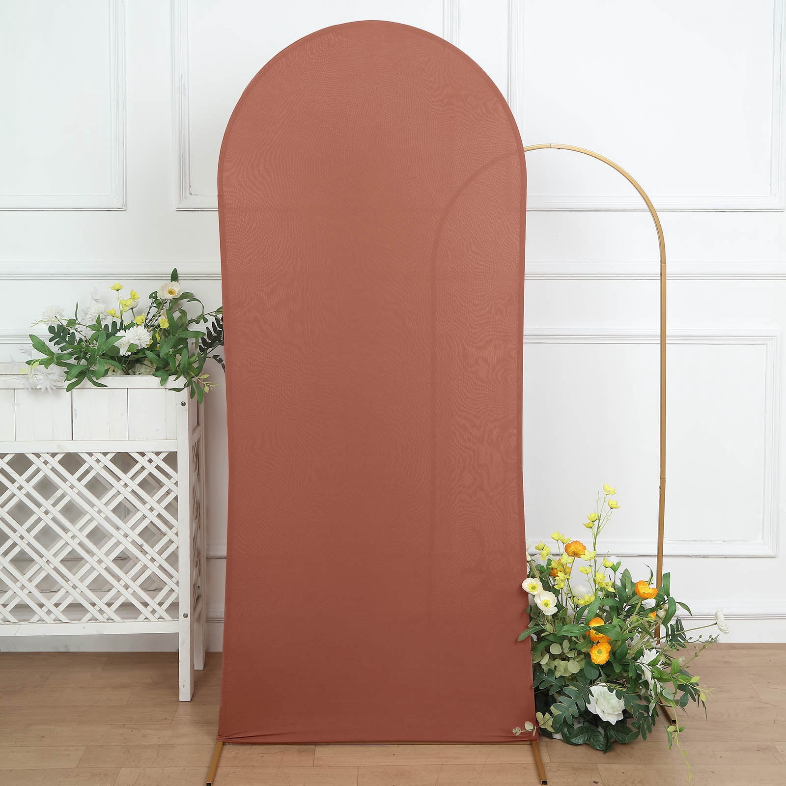 Efavormart 6ft Terracotta Spandex Fit Round Top Backdrop Frame Stand ...