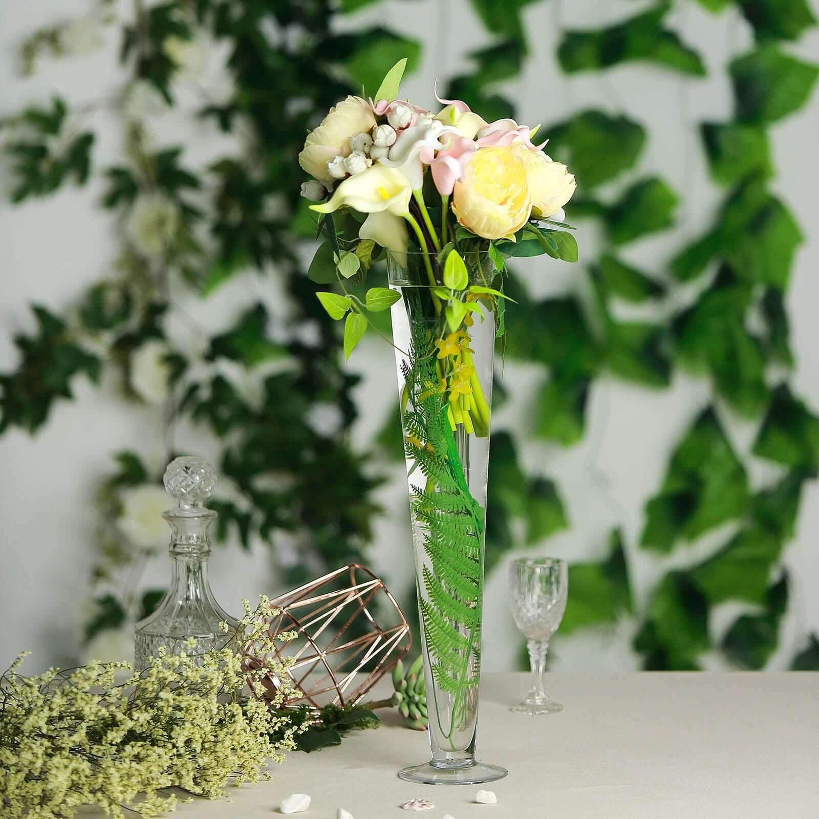Efavormart 6pcs/Set 20" Tall Trumpet Heavy Duty Glass Centerpiece Vase ...