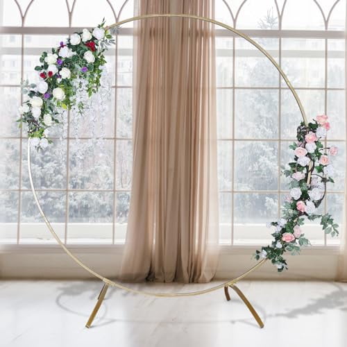 Efavormart 7.5 Ft Round Gold Metal Wedding Arch Photo Booth Backdrop ...