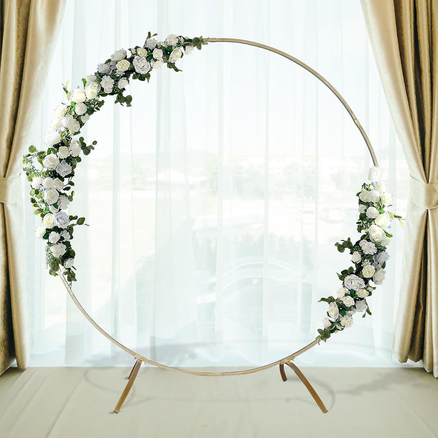 Efavormart 7.5 Ft Round Metal Wedding Arch Photo Booth Backdrop Stand ...
