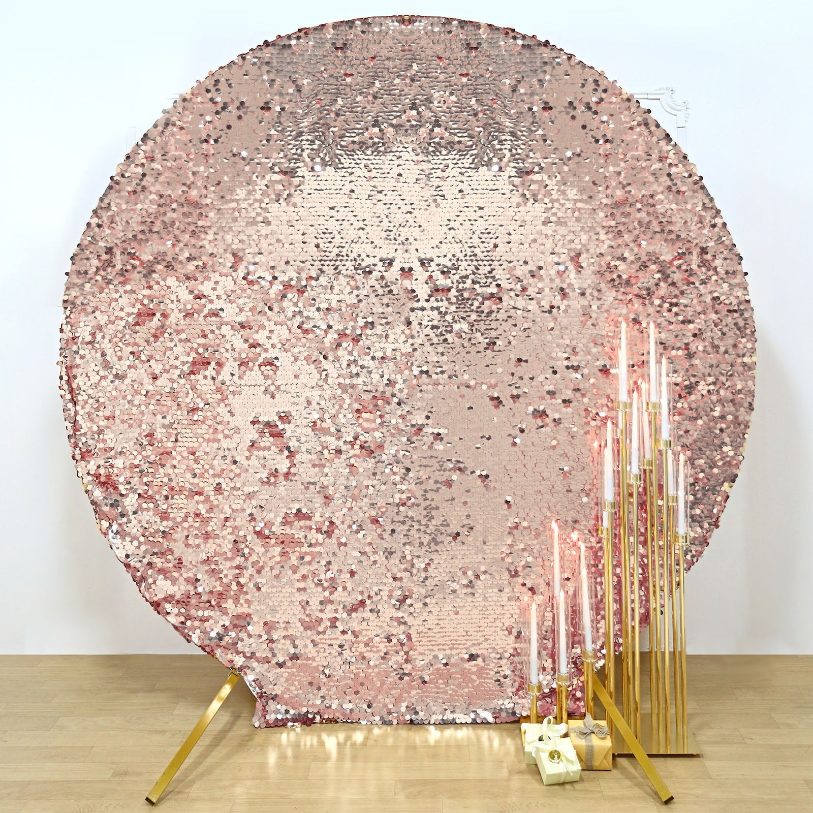 Efavormart 7 5ft Blush Rose Gold Big Payette Sparkle Sequin Round