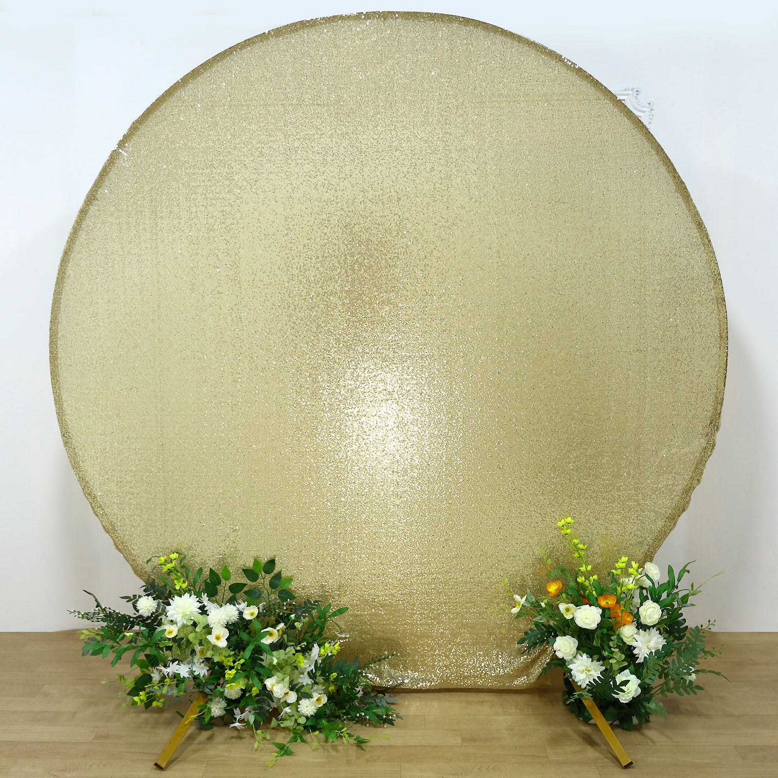 Efavormart 7 5ft Champagne Sparkle Sequin Round Wedding Arch Cover