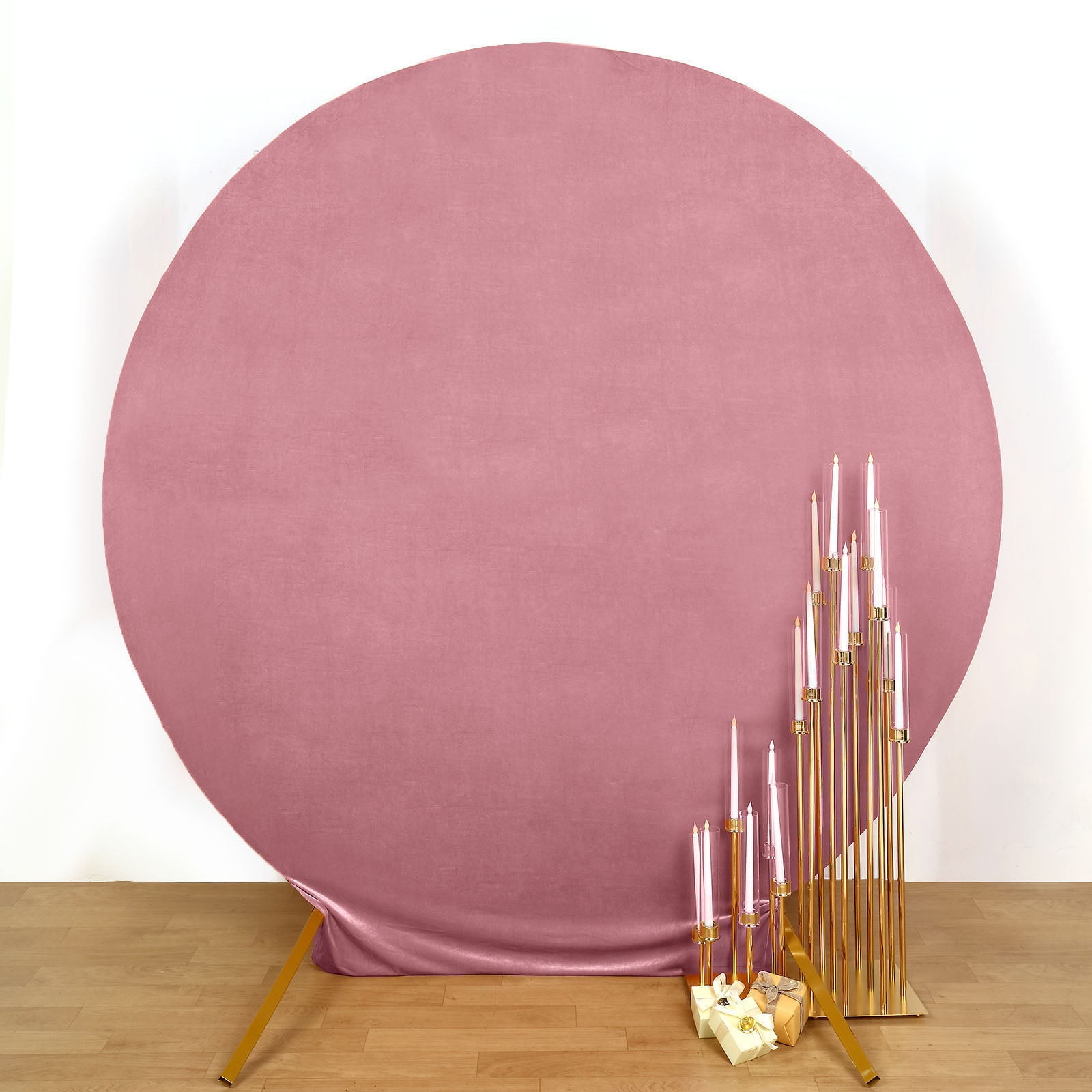 Efavormart 7.5ft Metallic Dusty Rose Soft Velvet Round Backdrop Stand ...