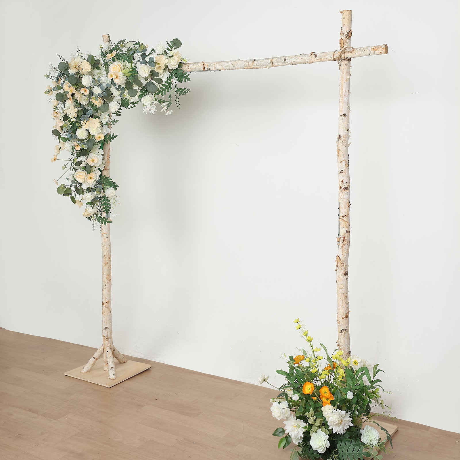 Efavormart 7.5ft Birch Wood Square Wedding Arch, Rustic Arbor Indoor ...