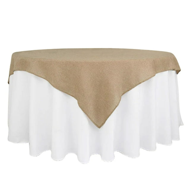 Efavormart 72" Natural Jute Faux Burlap Square Table Overlay | Boho ...
