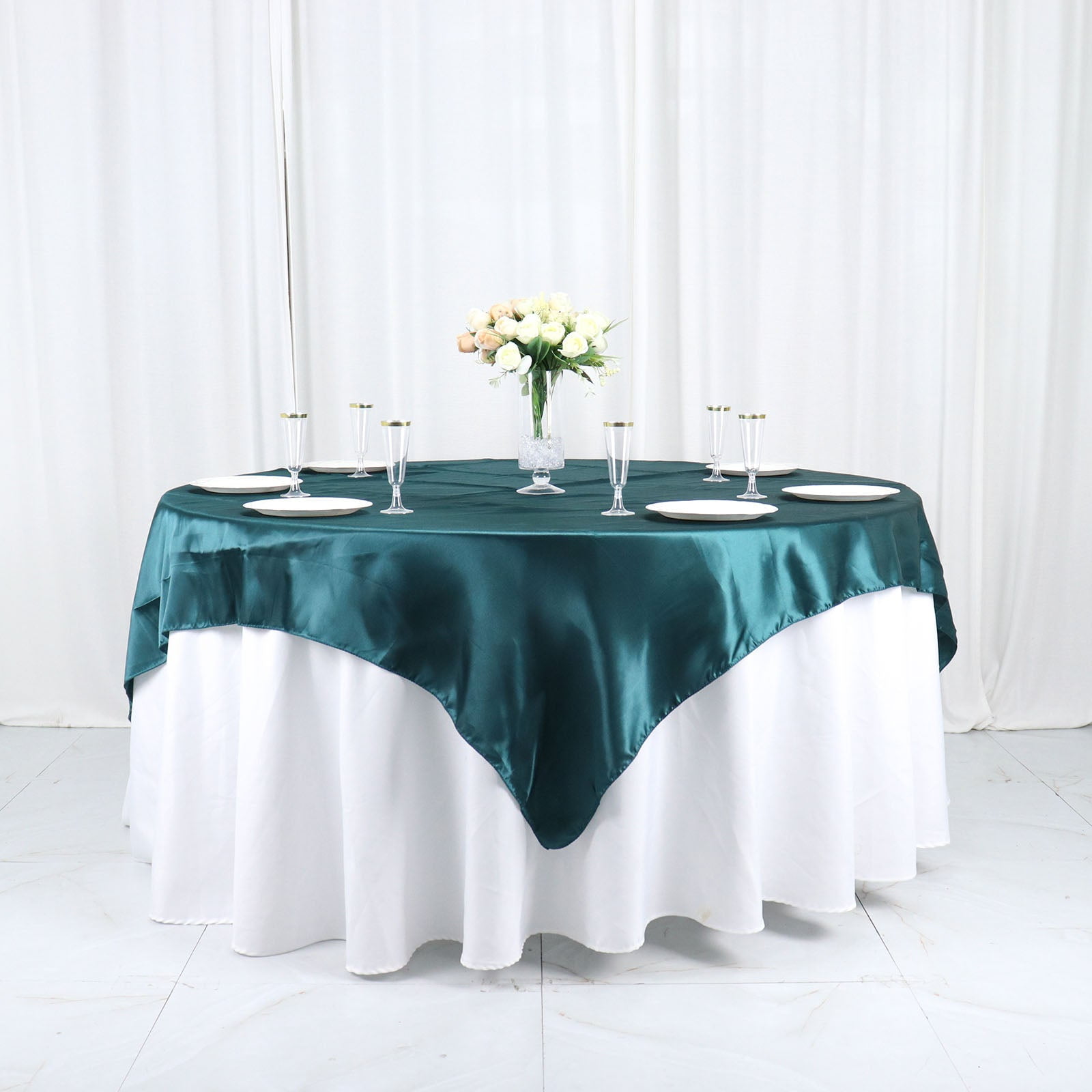Efavormart 72" SATIN Square Tablecloth Overlay For Wedding Catering ...