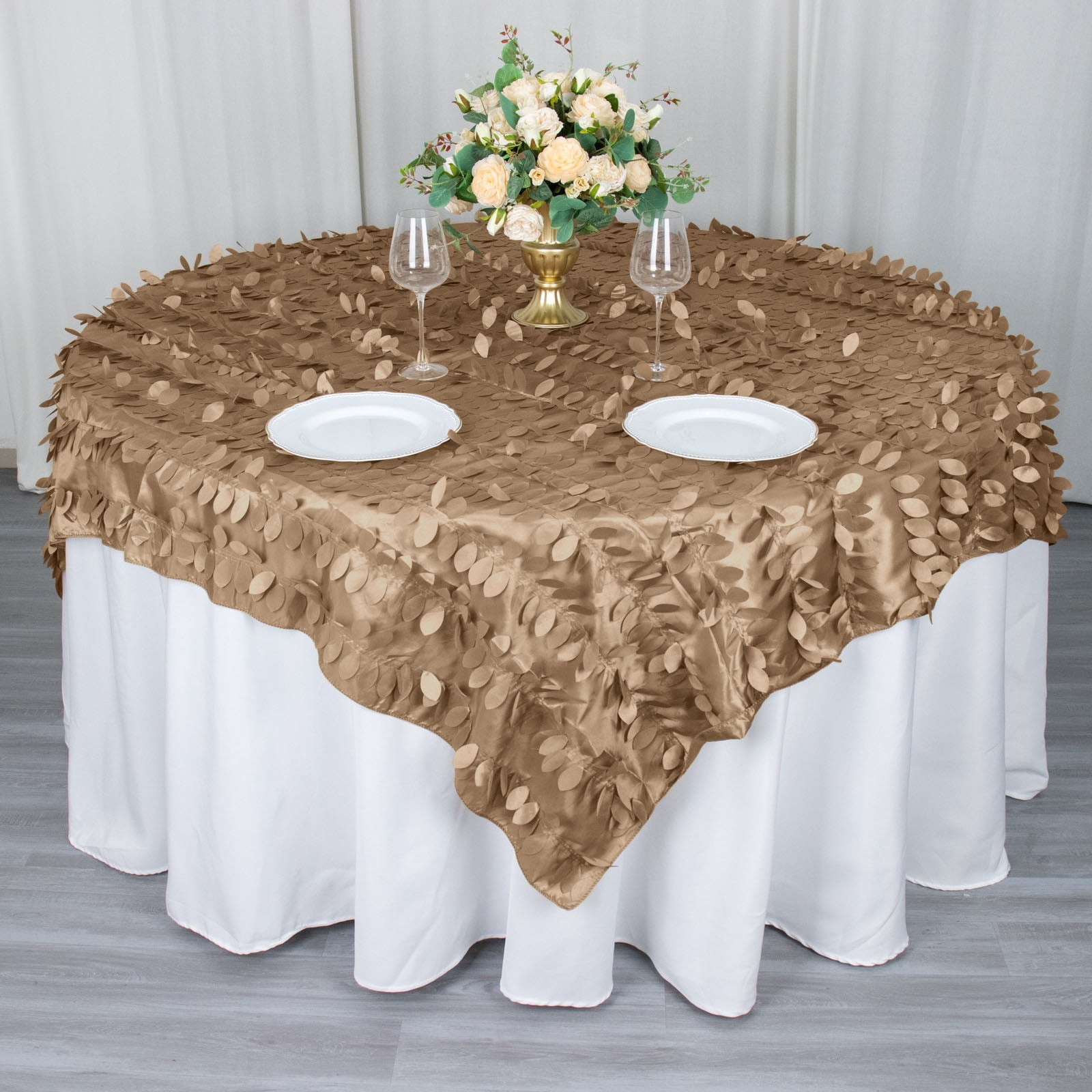 Efavormart 72" Square Leaf Petal Taffeta Tablecloth - Decorative 3D ...