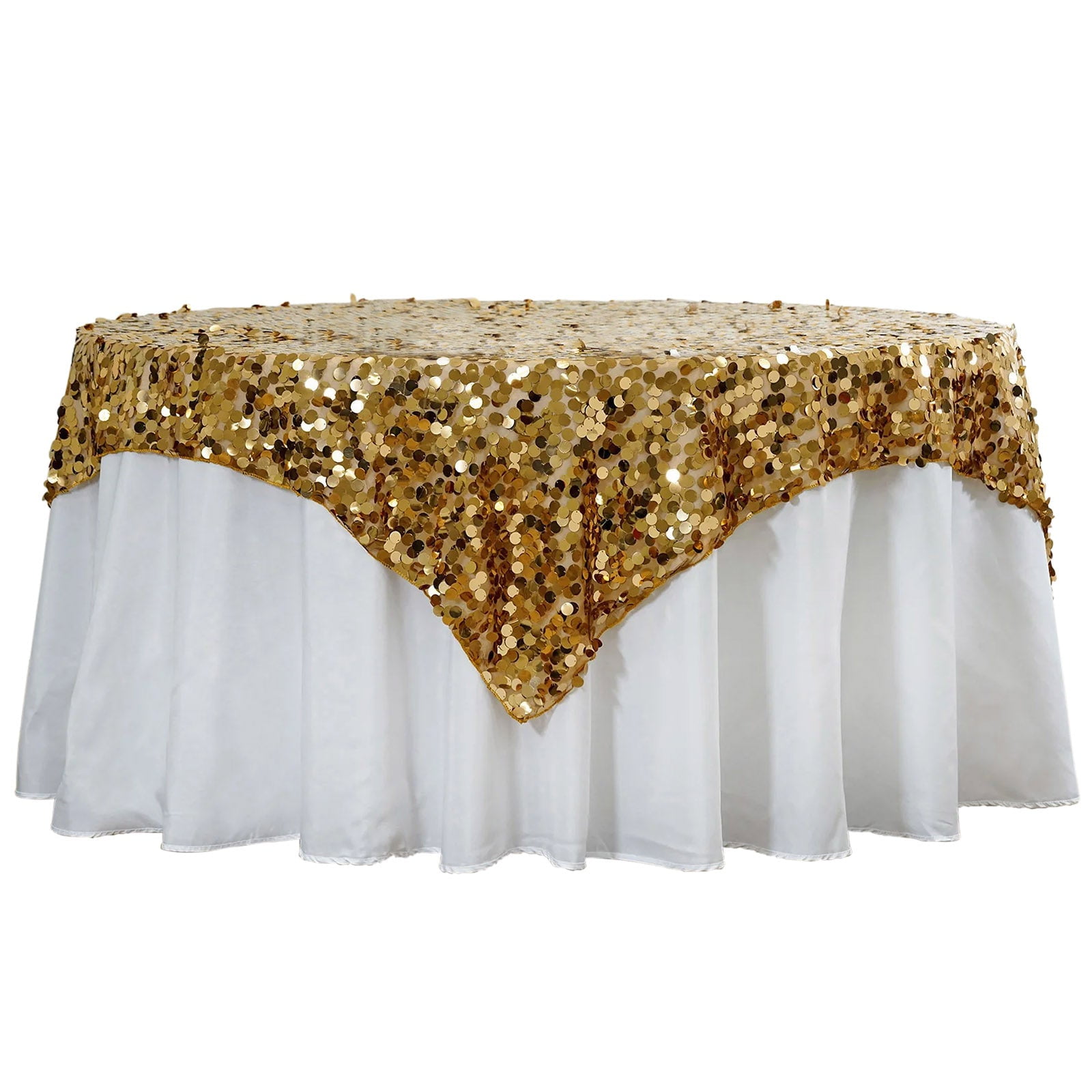 Efavormart 72" Square Premium Big Sequin Tablecloth Overlay Table ...