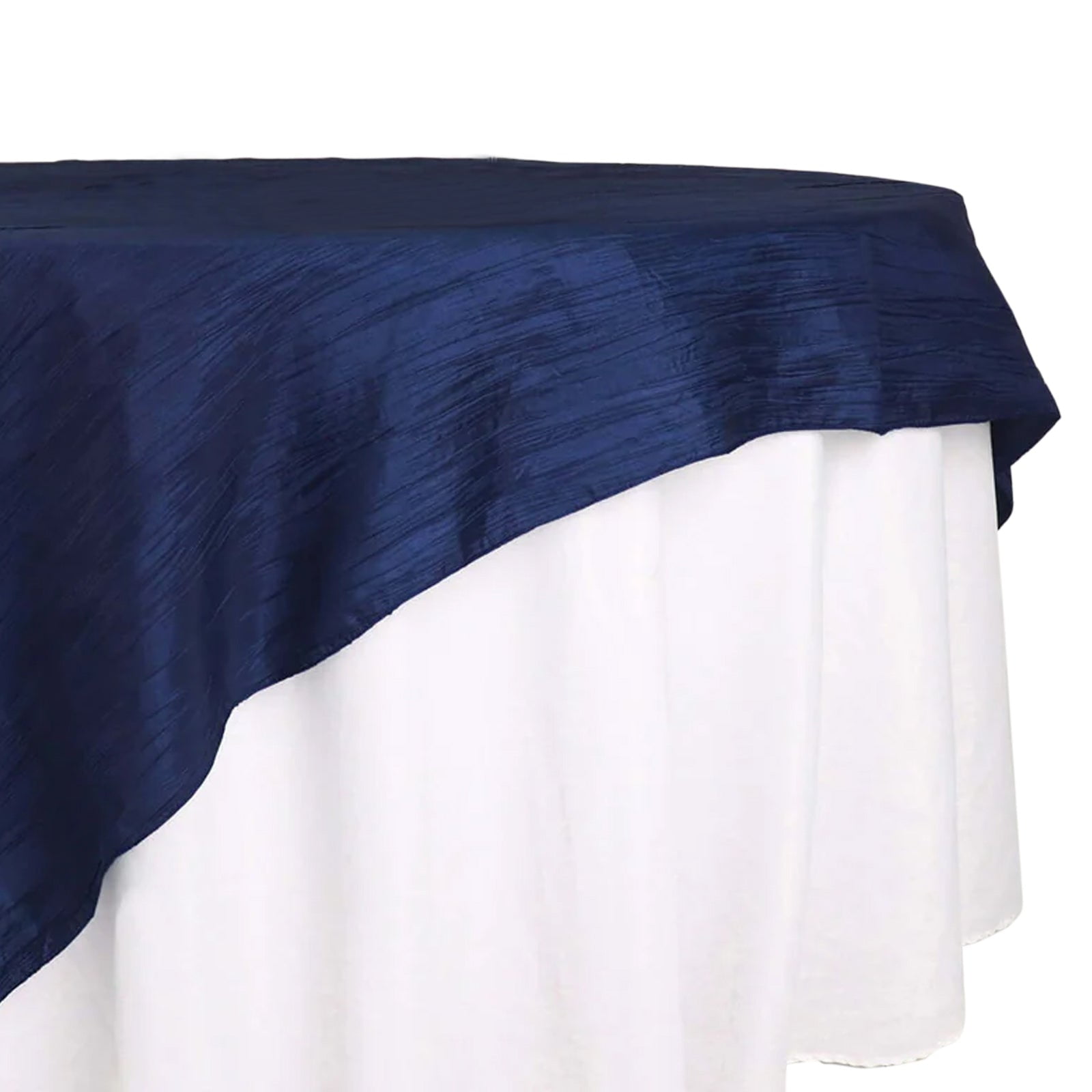 Efavormart 72"X72" Navy Blue Accordion Crinkle Taffeta Table Overlay ...
