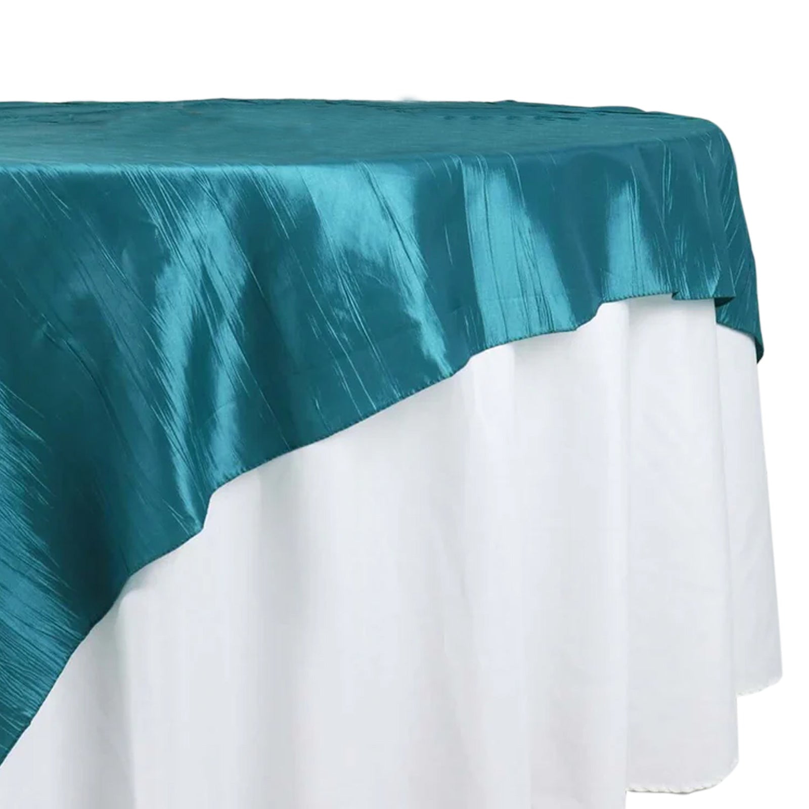 Efavormart 72"X72" Peacock Teal Accordion Crinkle Taffeta Table Overlay ...