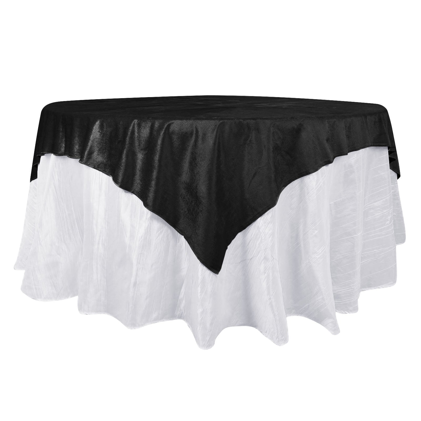 Efavormart 72"x 72" Black Premium Velvet Square Table Overlay Square ...