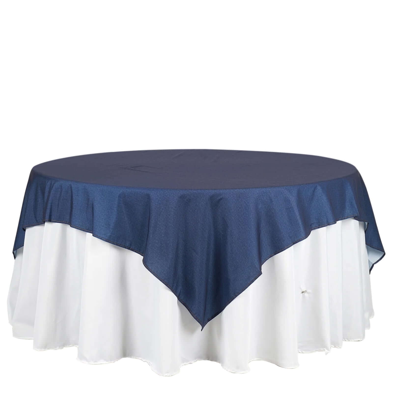 Efavormart 72" x 72" Dark Blue Faux Denim Polyester Table Overlays ...