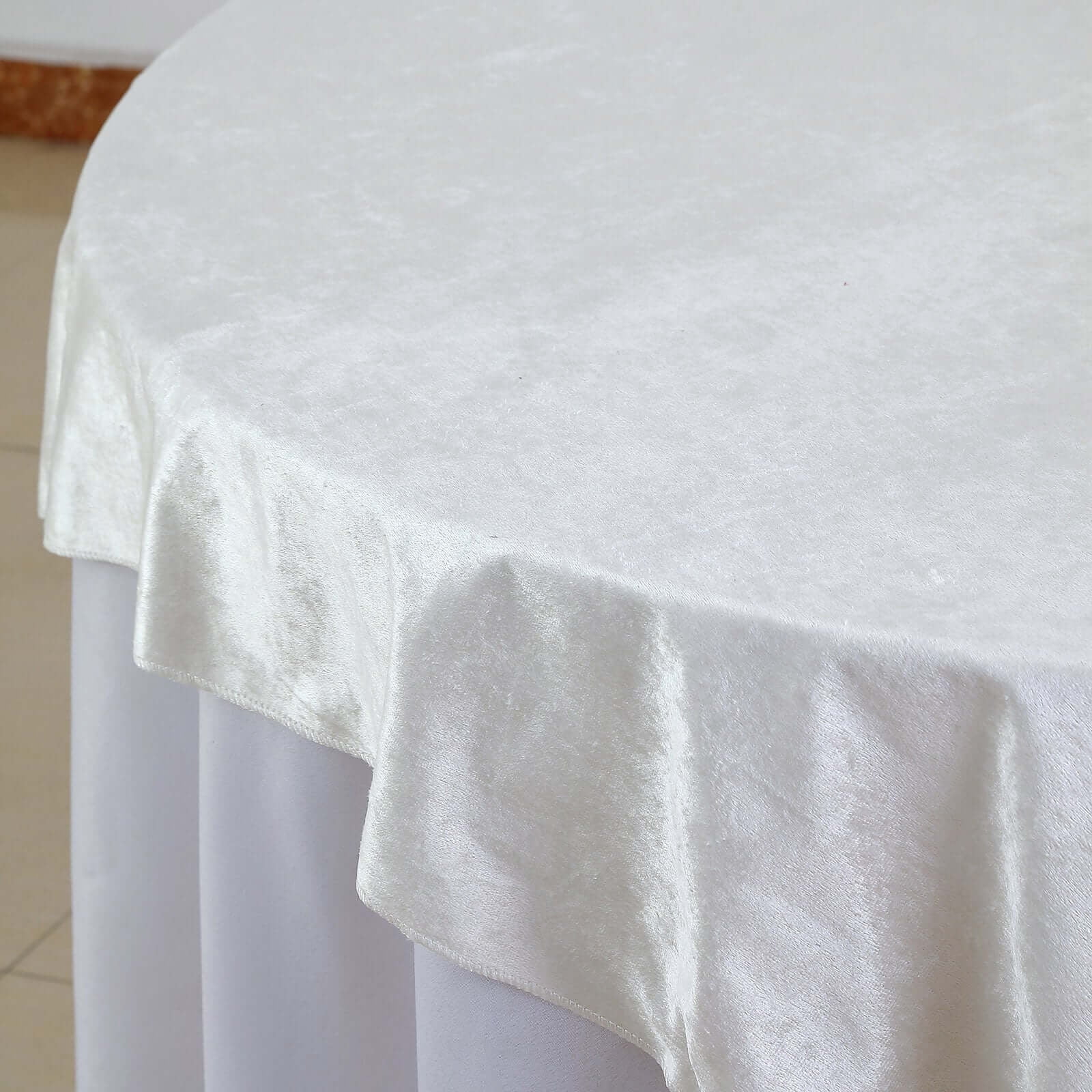 Efavormart 72"x 72" Ivory Premium Velvet Square Table Overlay Square ...