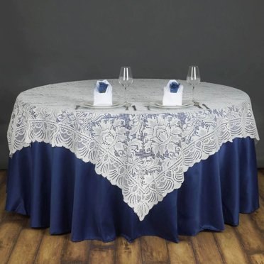 "Efavormart 60"" SILVER Satin Square Tablecloth Overlay - Topper Cover ...