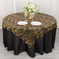 Efavormart 72"x72" Black Gold Wave Embroidered Sequin Table Overlay ...